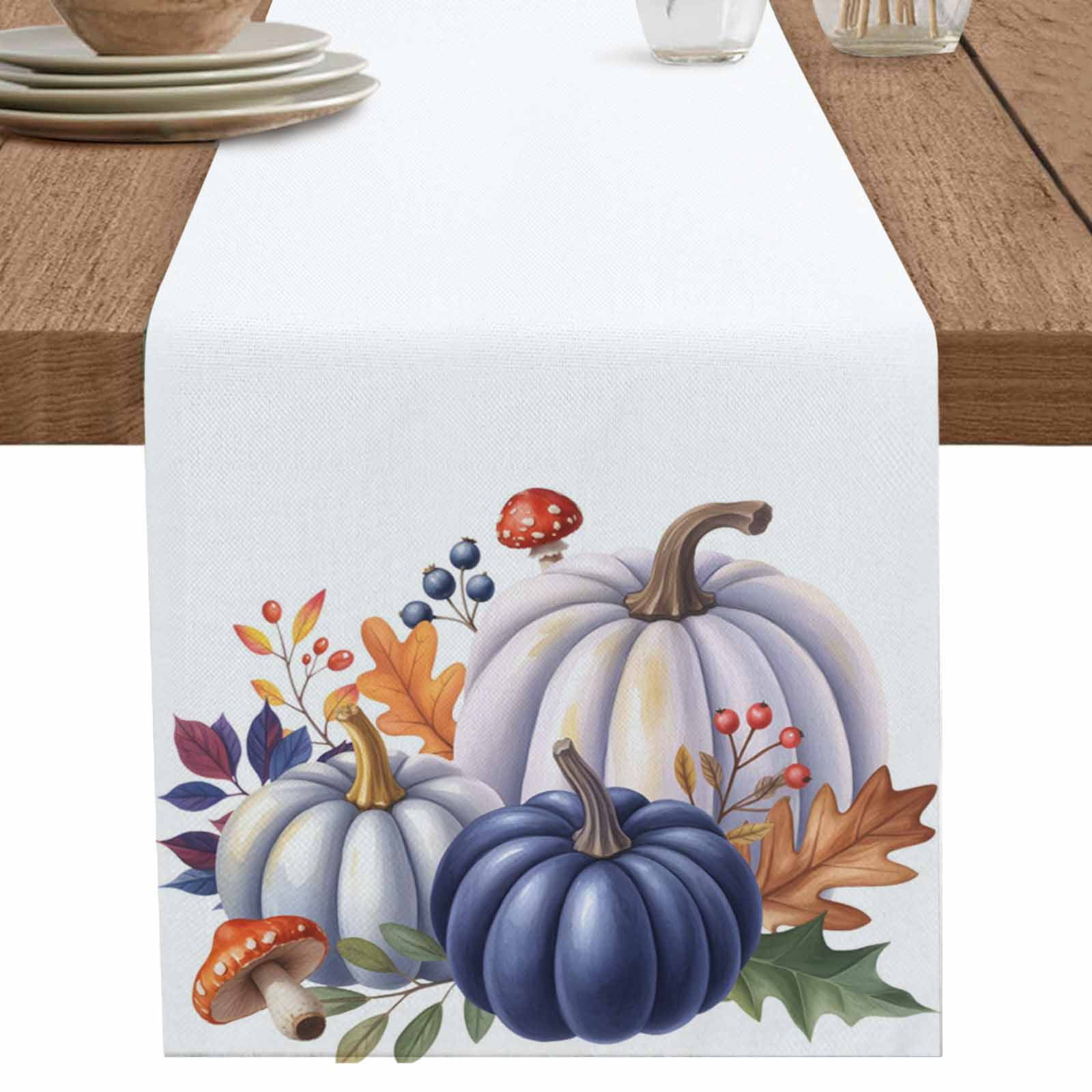 nqOlkjepod Blue Pumpkin Table Runner 70 Inches Long Farmhouse Dress ...