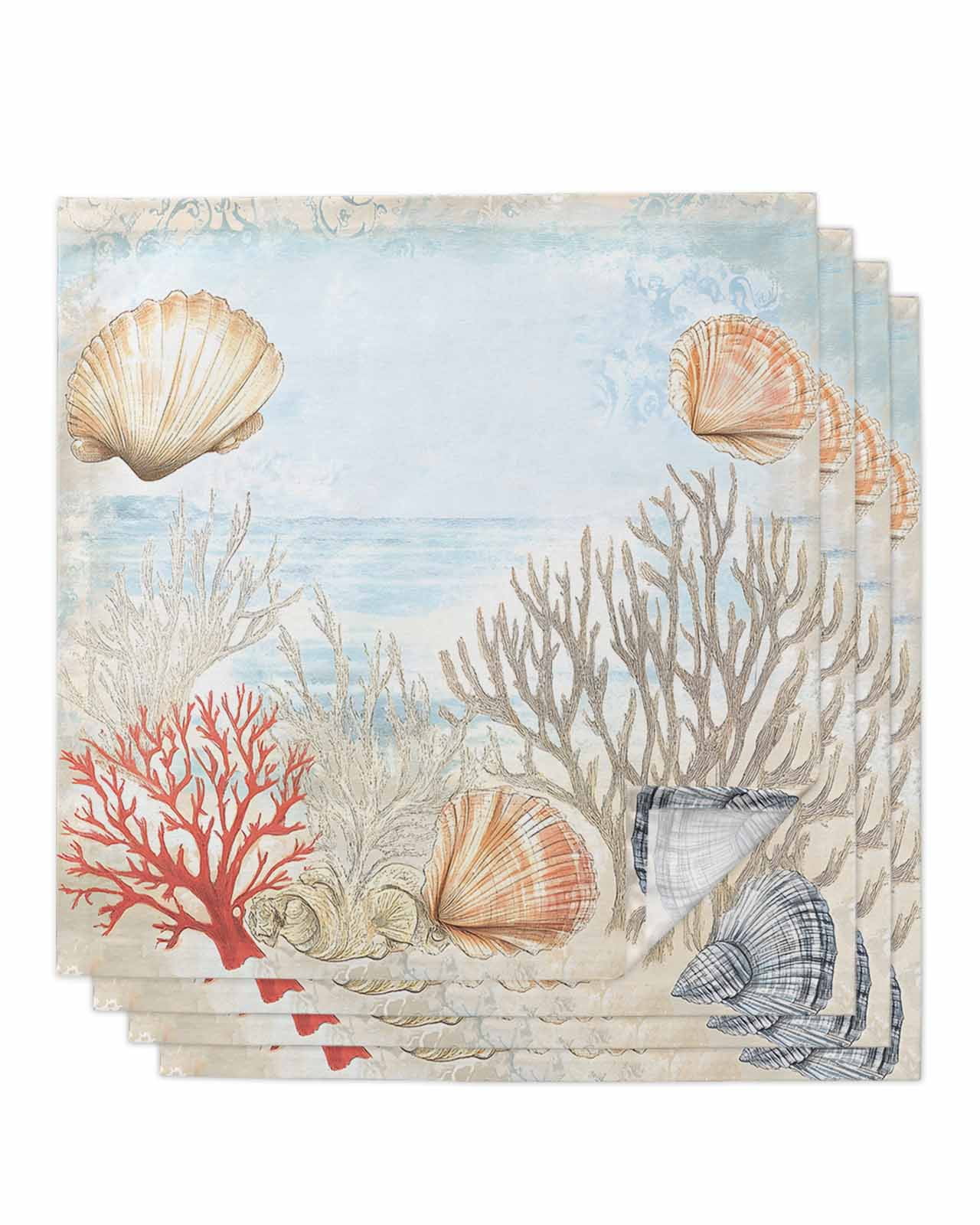 nqOlkjepod Blue Red Coastal Cloth Napkins Set of 4 Reusable Dinner ...