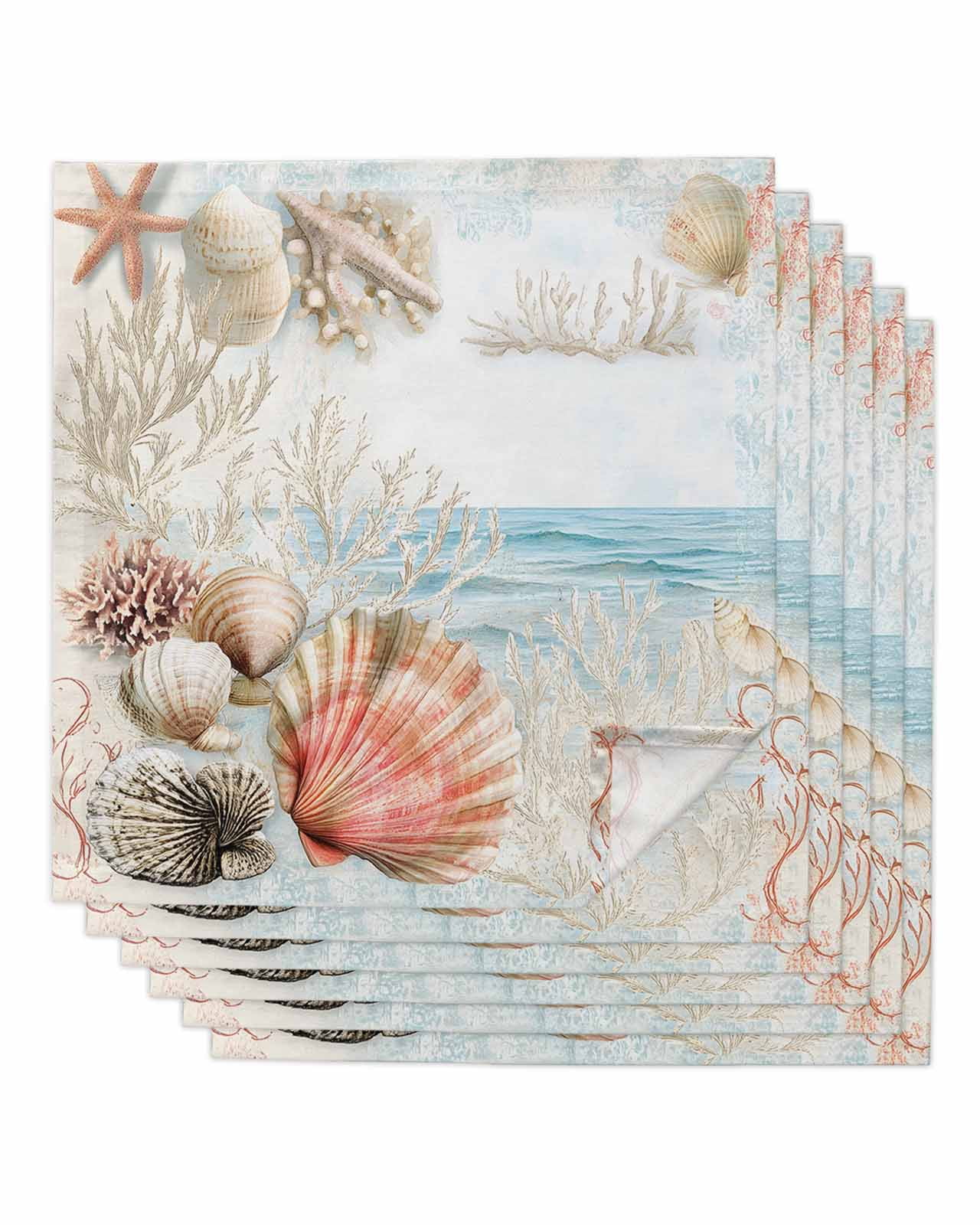 nqOlkjepod Blue Red Coastal Cloth Napkins Set of 6 Reusable Dinner ...