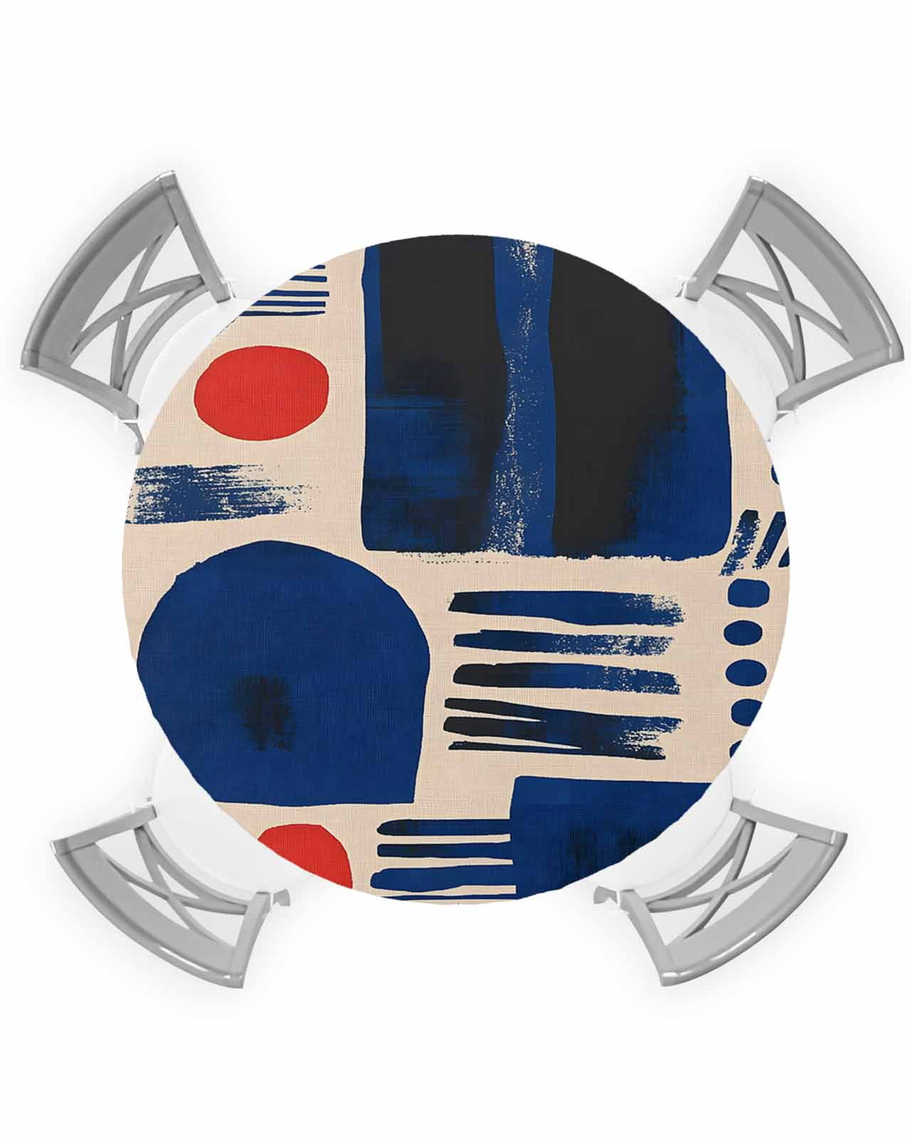 nqOlkjepod Blue Red Color Block Round Tablecloth, Fitted Table Cover ...