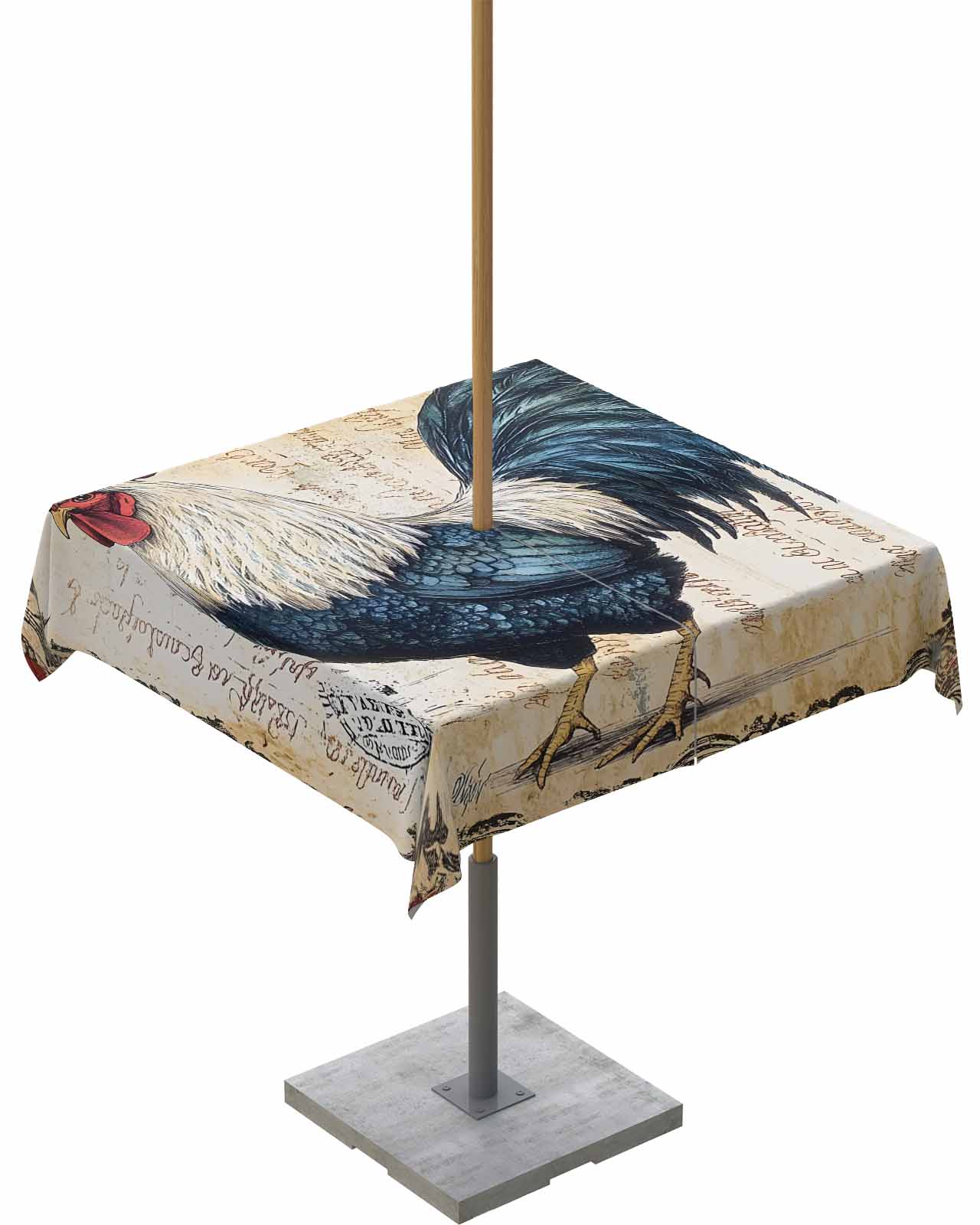nqOlkjepod Blue Retro Rooster Outdoor Tablecloth with Umbrella Hole ...