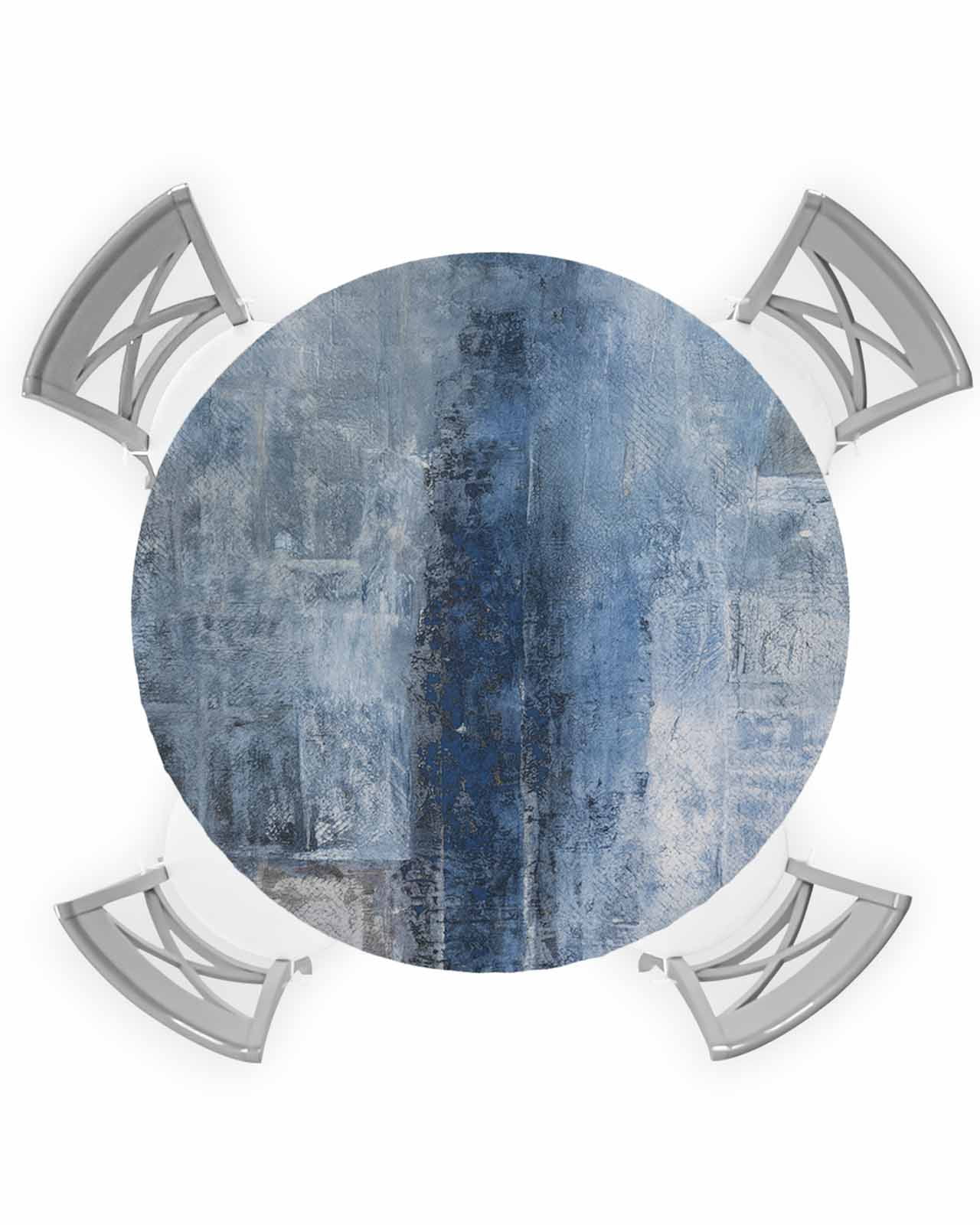 nqOlkjepod Blue Round Tablecloth, Fitted Table Cover with Elastic for ...