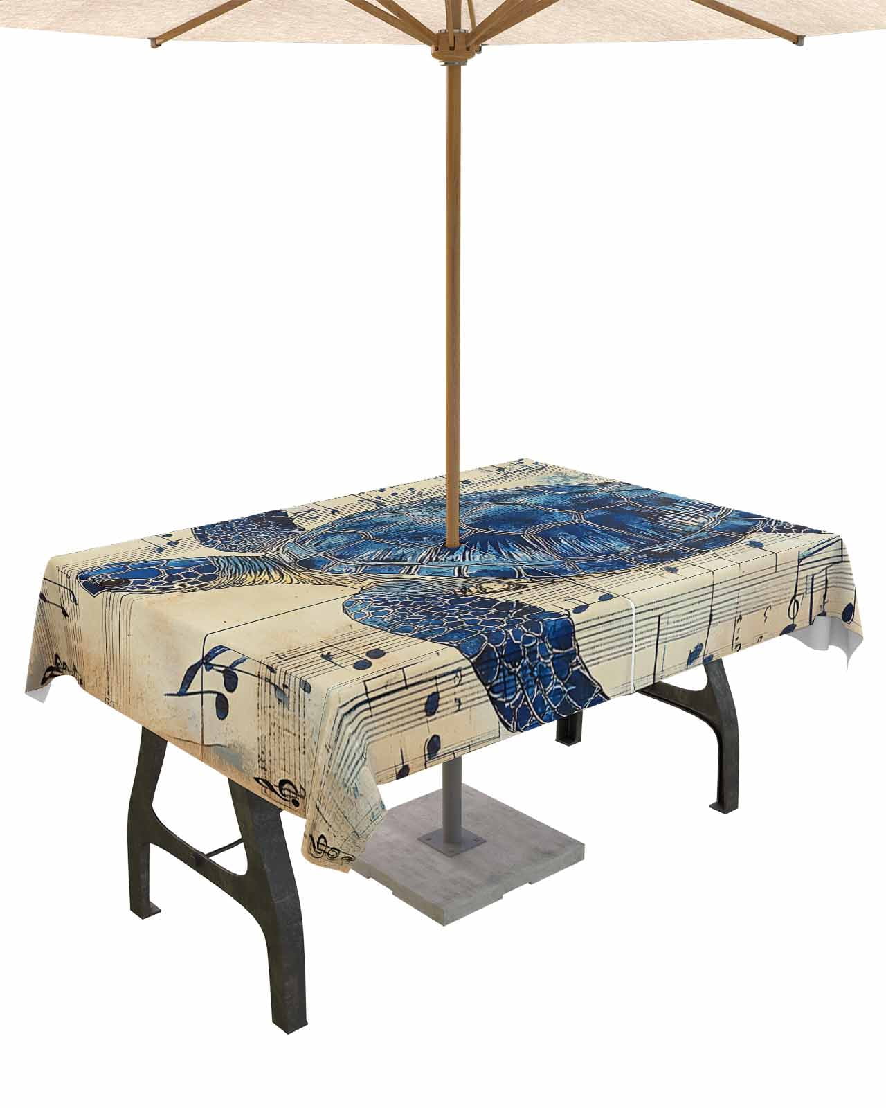 nqOlkjepod Blue Sea Turtle Outdoor Tablecloth with Umbrella Hole ...