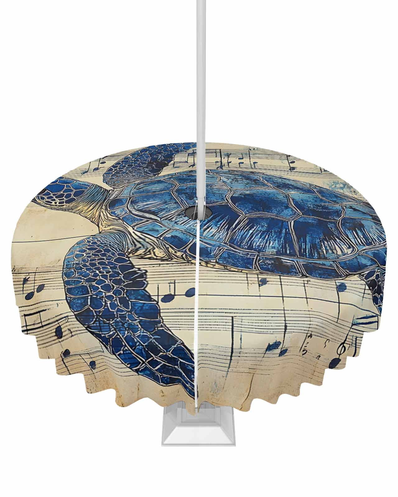 nqOlkjepod Blue Sea Turtle Outdoor Tablecloth with Umbrella Hole ...