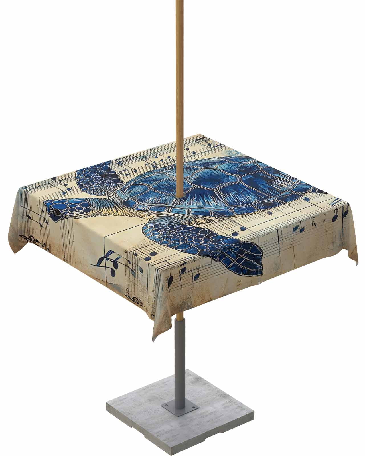 nqOlkjepod Blue Sea Turtle Outdoor Tablecloth with Umbrella Hole ...