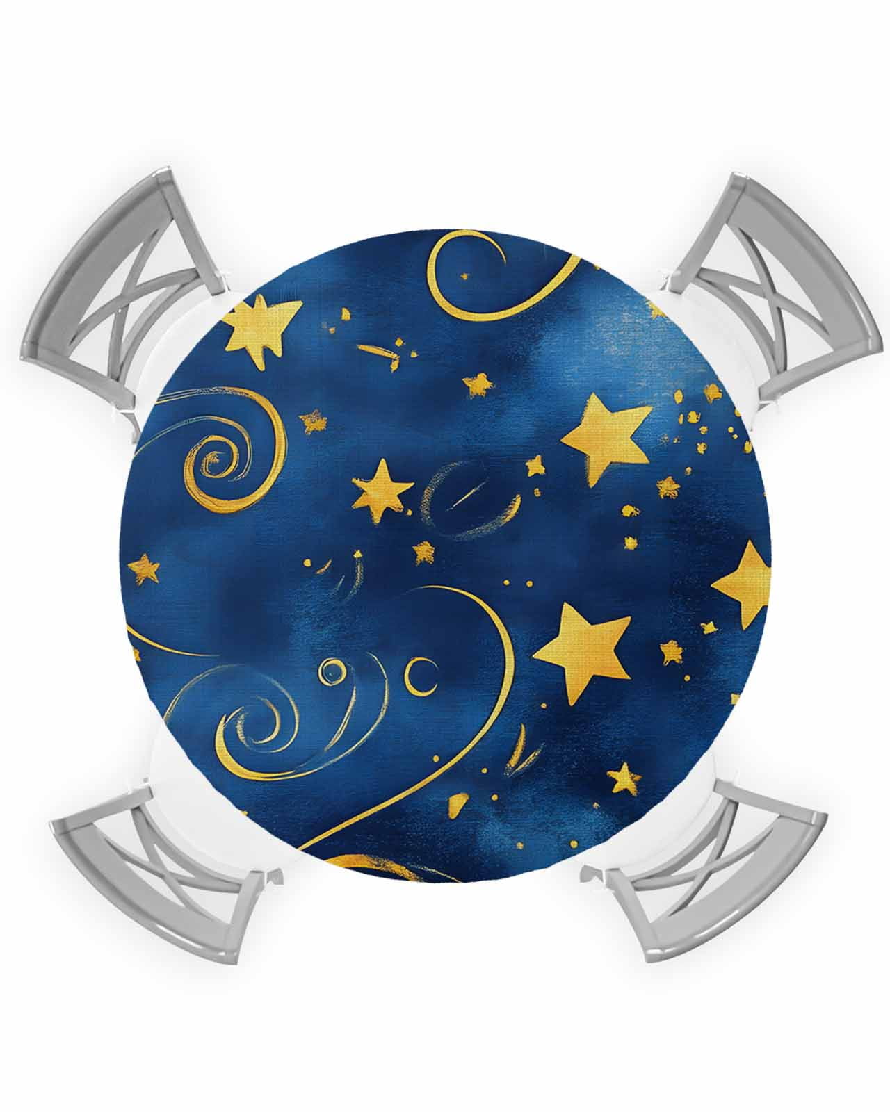 nqOlkjepod Blue Starry Sky Round Tablecloth, Fitted Table Cover with ...