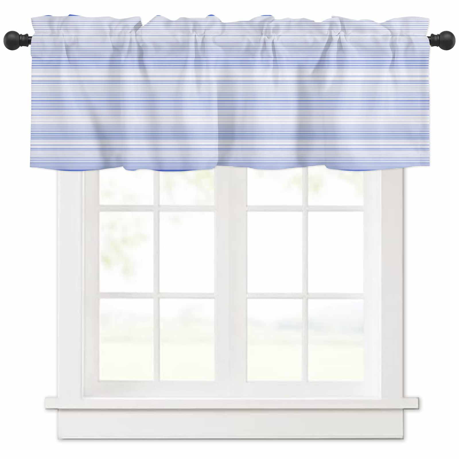 nqOlkjepod Blue Stripe Farmhouse Short Window Curtain Valances ...
