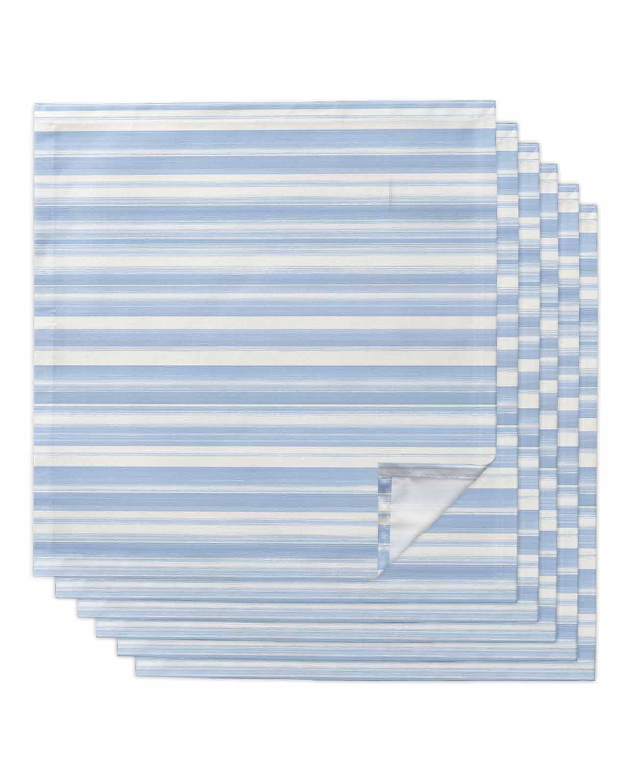nqOlkjepod Blue Striped Cloth Napkins Set of 6 Reusable Dinner Napkins ...