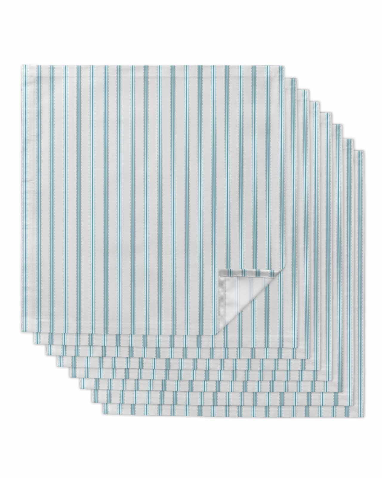 nqOlkjepod Blue Striped Cloth Napkins Set of 8 Reusable Dinner Napkins ...