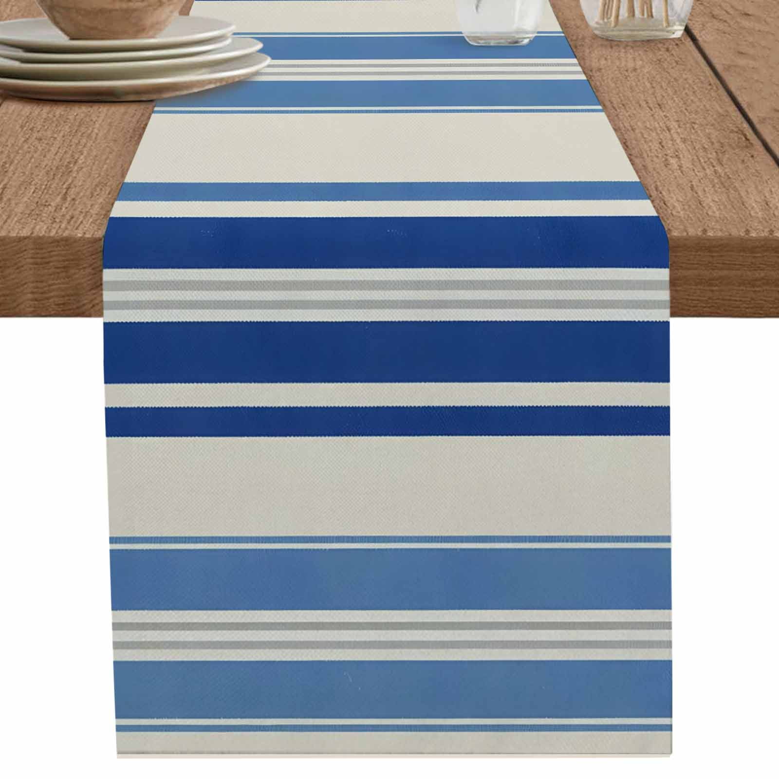 nqOlkjepod Blue Striped Table Runner 70 Inches Long Farmhouse Dress ...