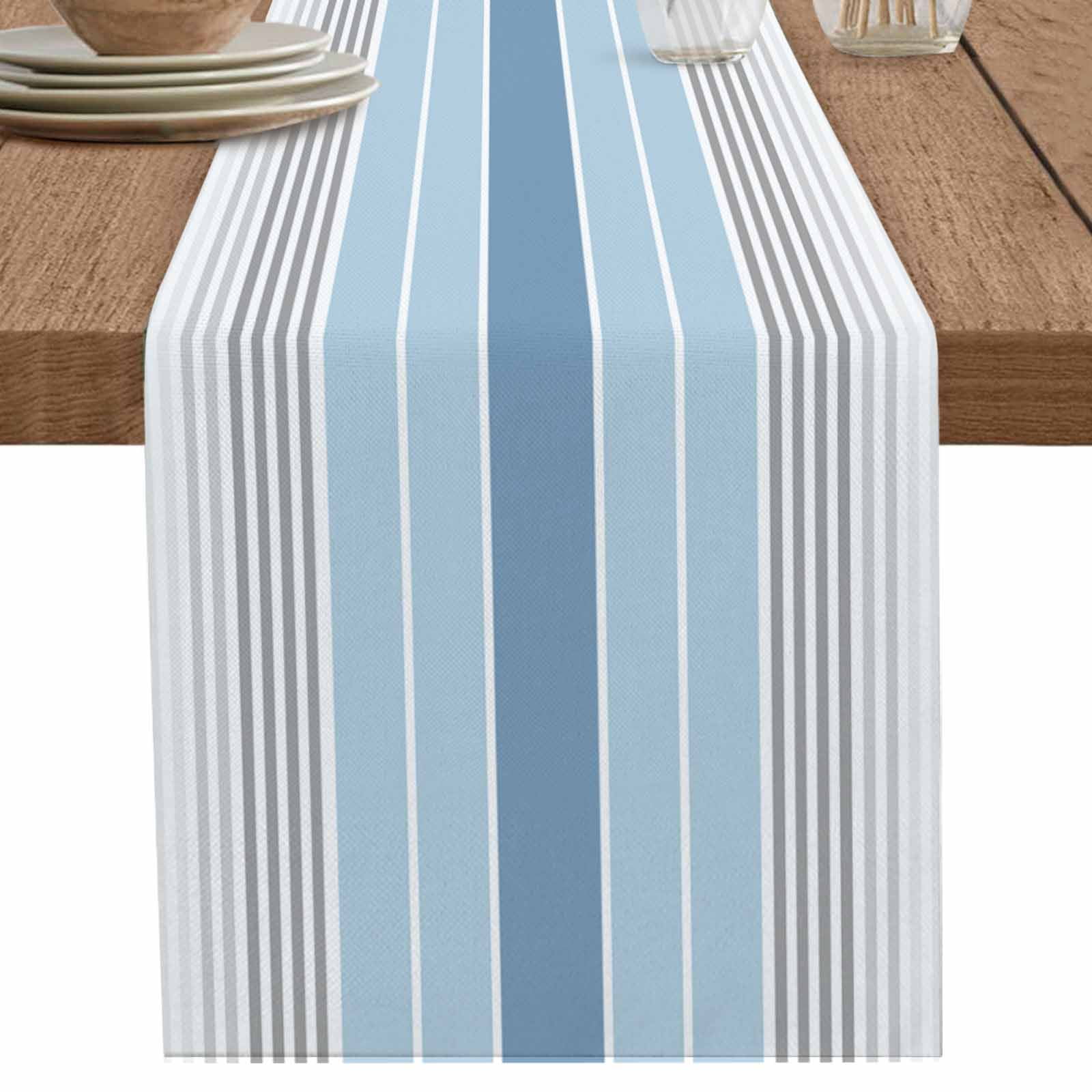 nqOlkjepod Blue Striped Table Runner 72 Inches Long Farmhouse Dress Scarves, Modern Minimalist ...