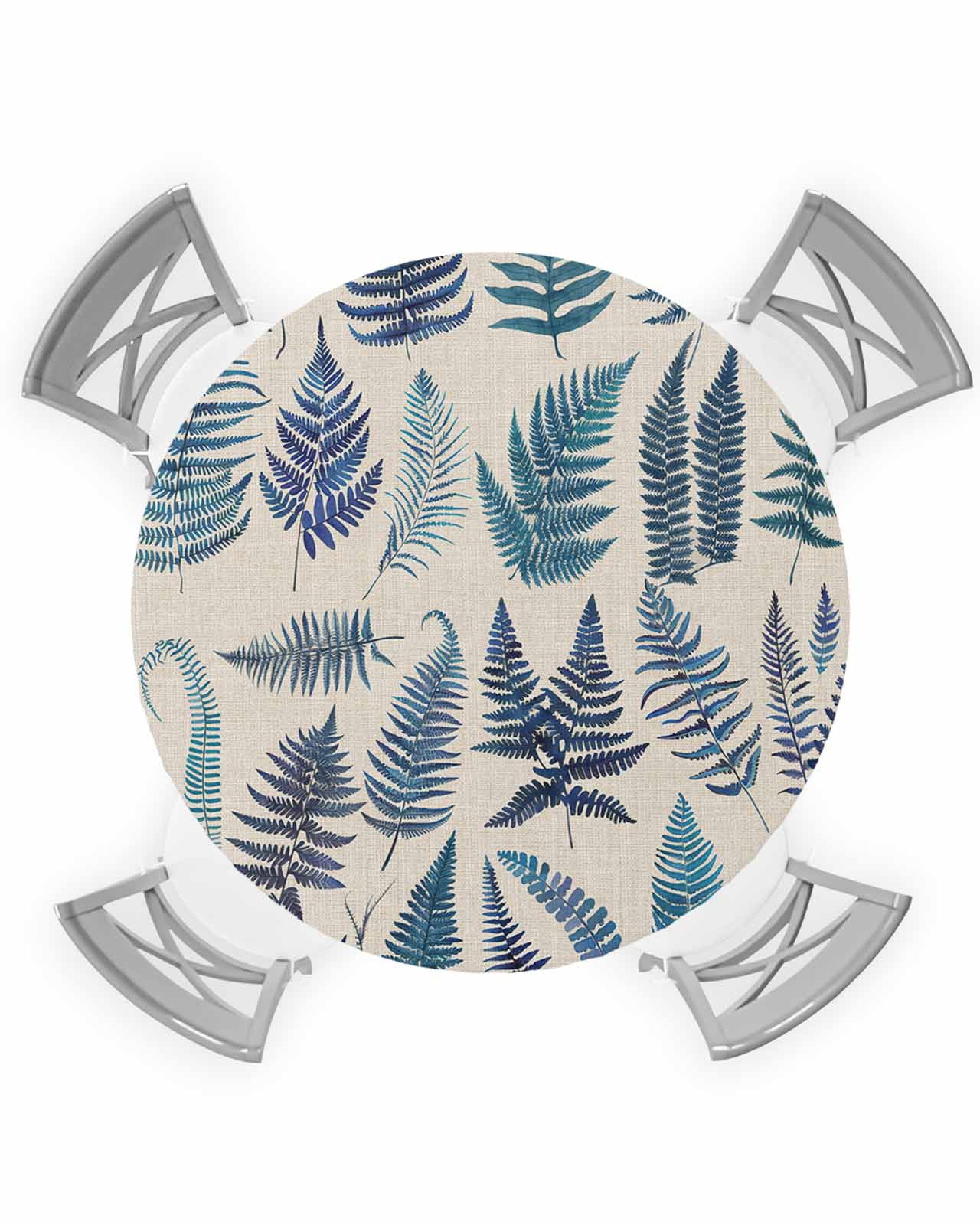 nqOlkjepod Blue Summer Botanical Round Tablecloth, Fitted Table Cover ...