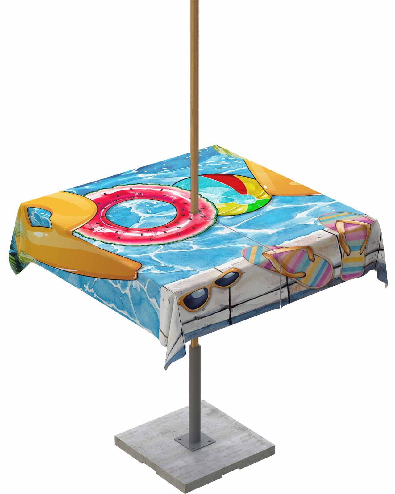 nqOlkjepod Blue Summer Pool Outdoor Tablecloth with Umbrella Hole ...