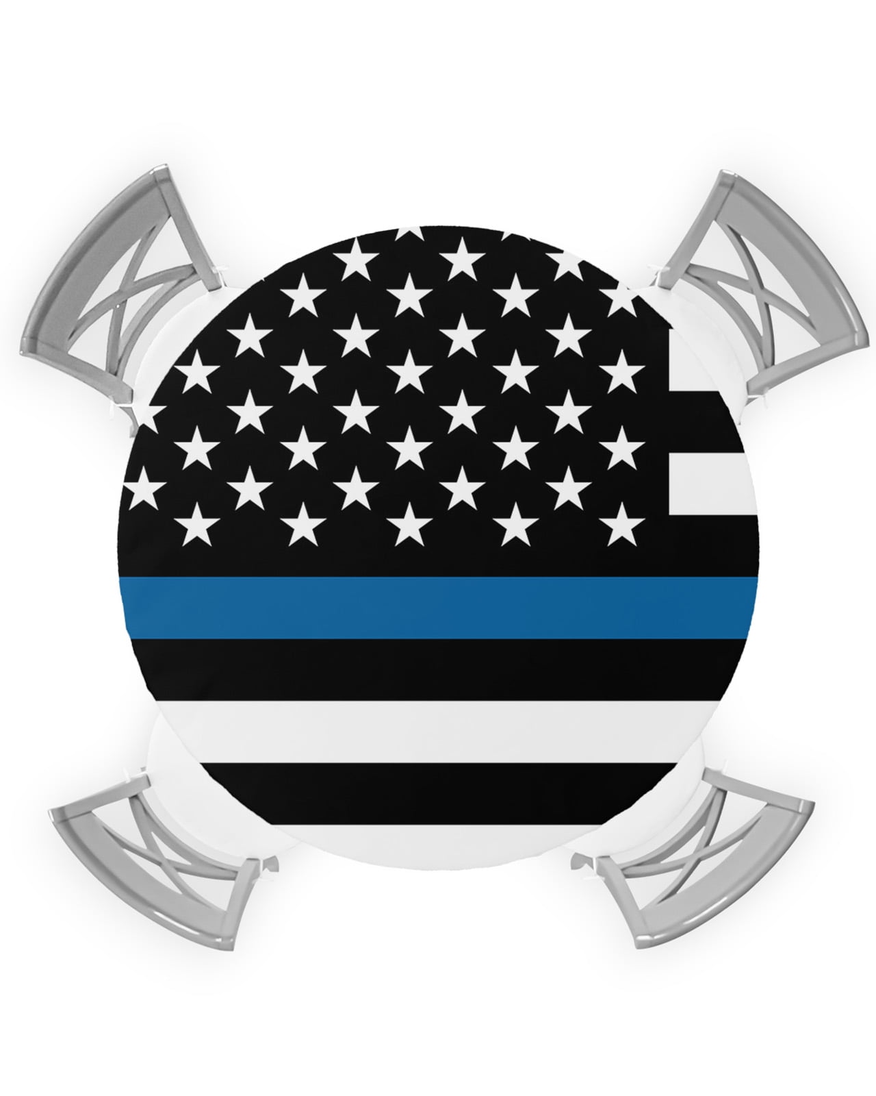 nqOlkjepod Blue White American Police Flag Round Tablecloth, Fitted ...