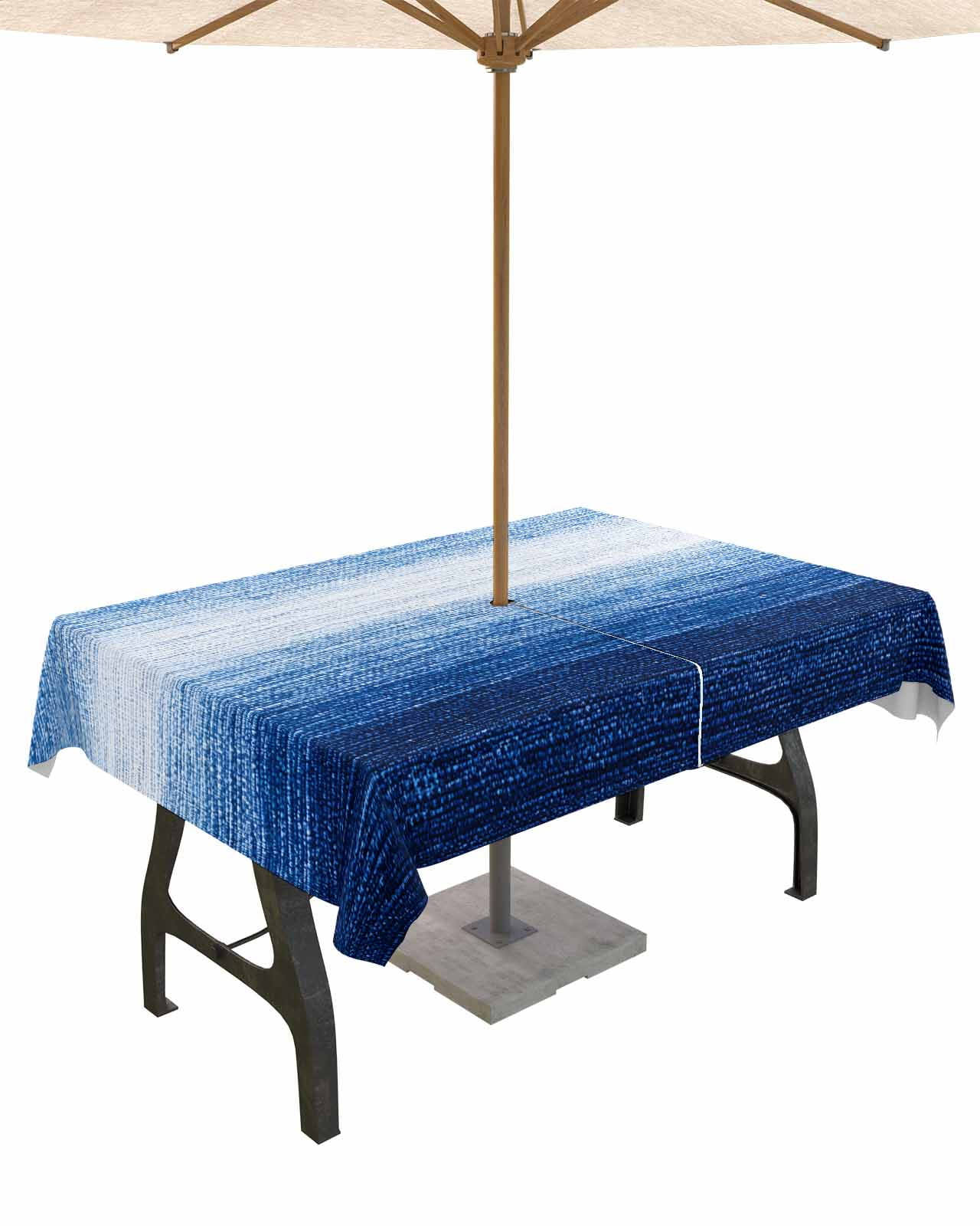 nqOlkjepod Blue White Ombre Outdoor Tablecloth with Umbrella Hole ...
