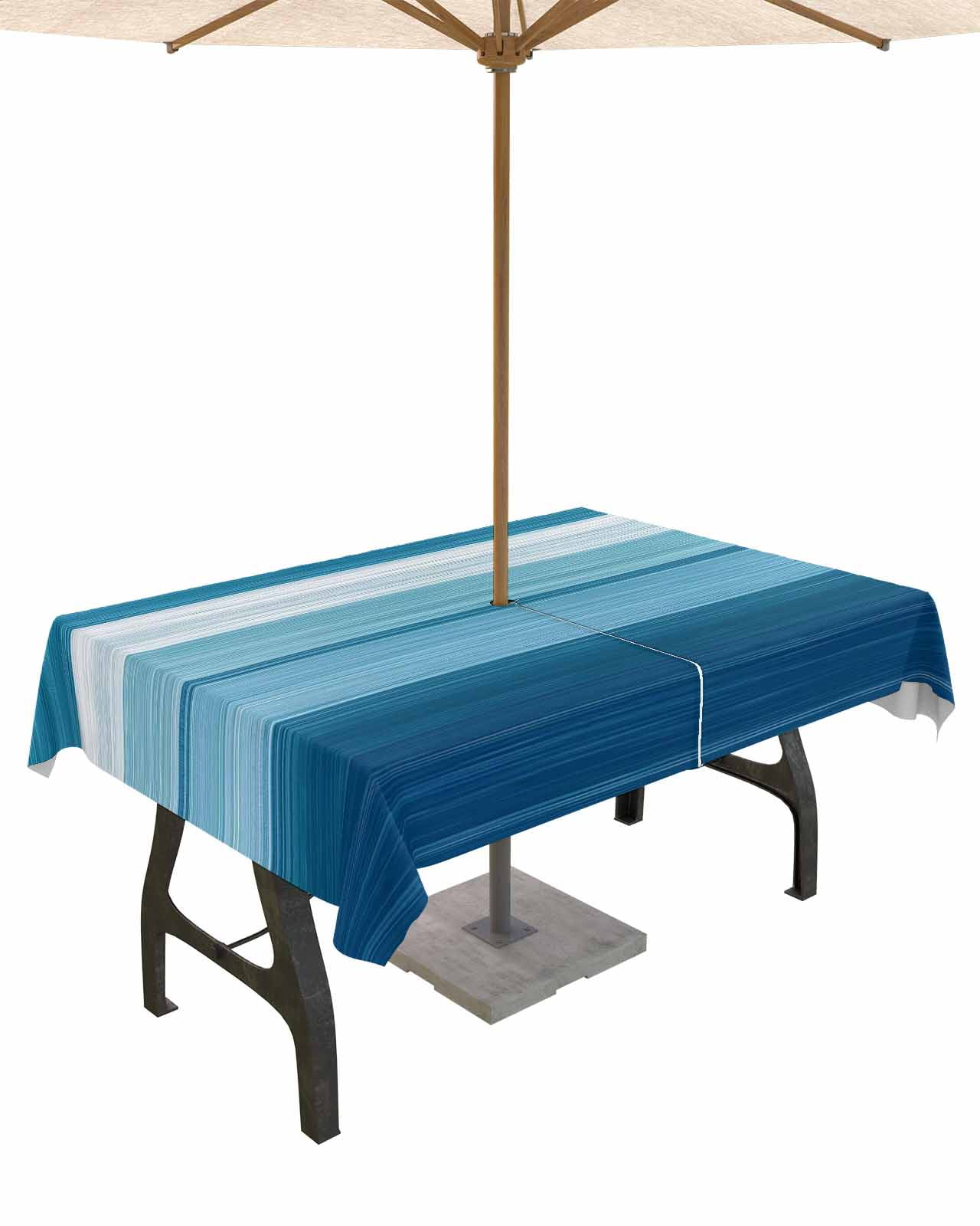 nqOlkjepod Blue White Ombre Outdoor Tablecloth with Umbrella Hole ...