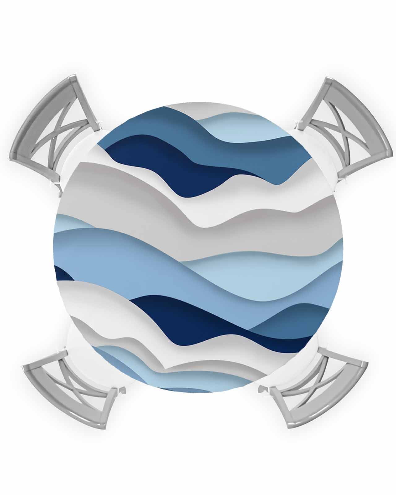 nqOlkjepod Blue White Ombre Round Tablecloth, Fitted Table Cover with ...