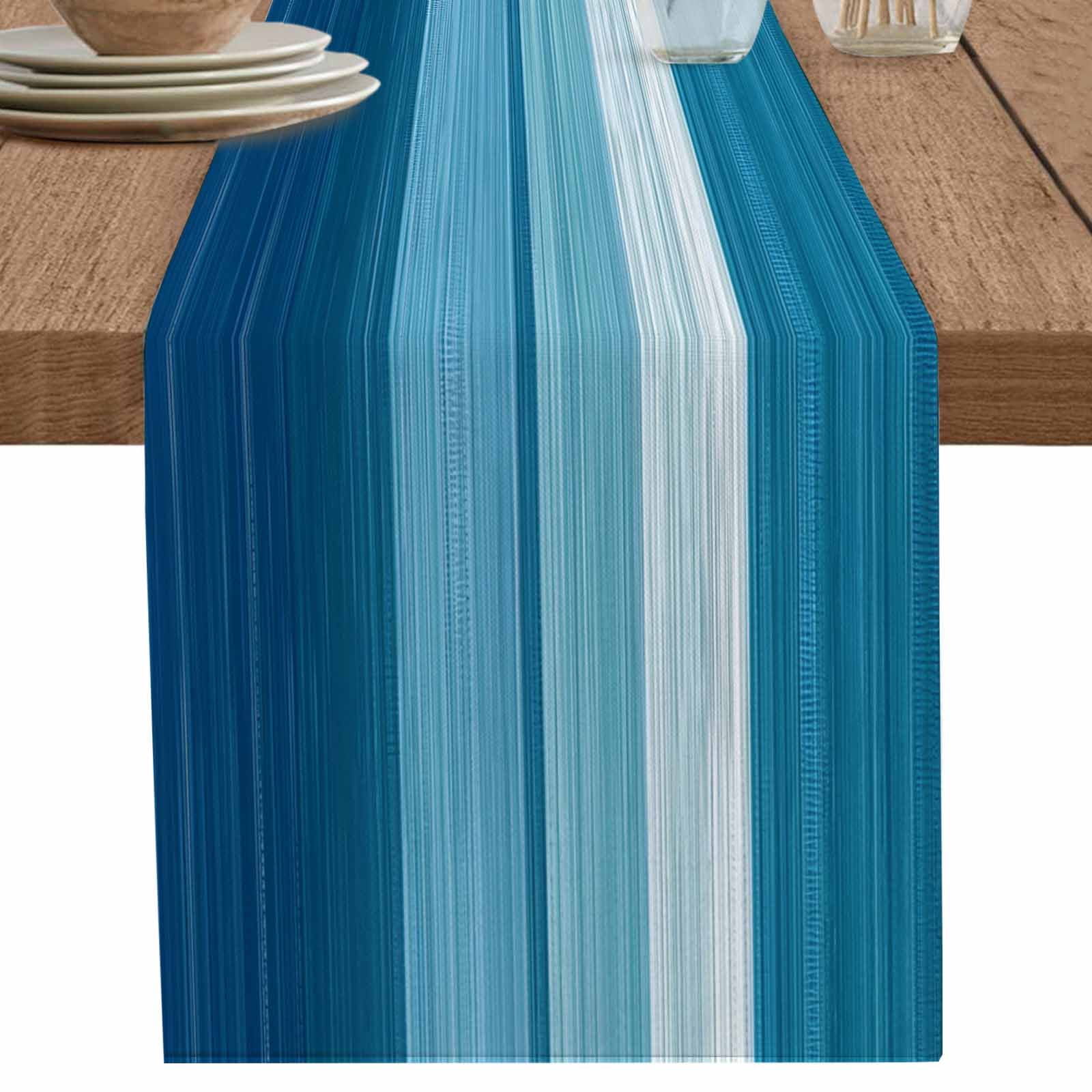 nqOlkjepod Blue White Ombre Table Runner 72 Inches Long Farmhouse Dress ...