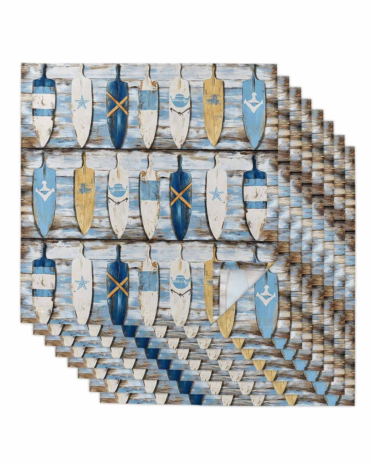nqOlkjepod Blue Yellow Sailing Cloth Napkins Set of 8 Reusable Dinner ...