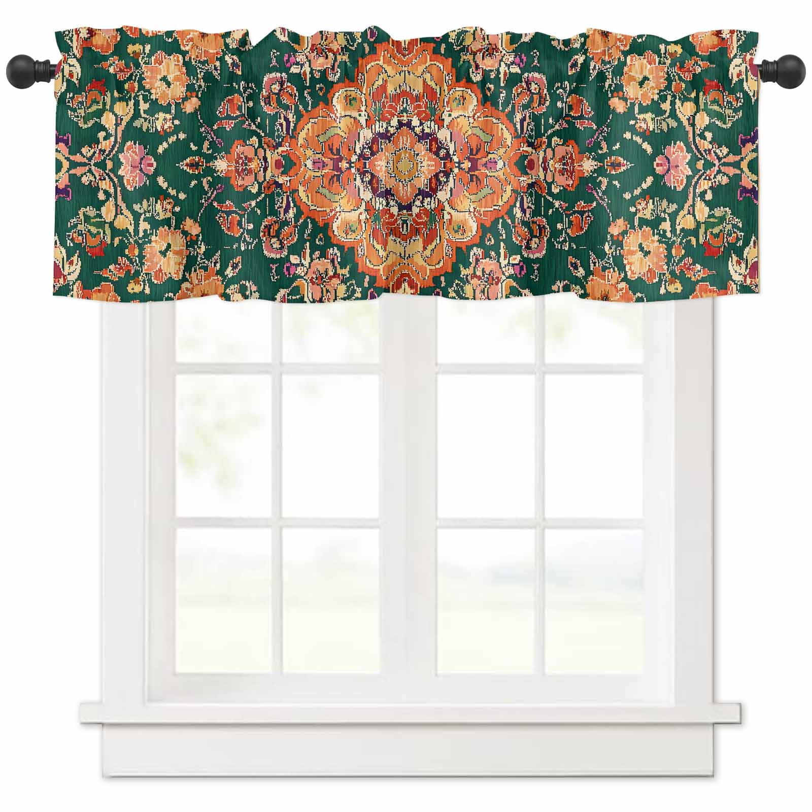nqOlkjepod Bohemian Floral Farmhouse Short Window Curtain Valances ...