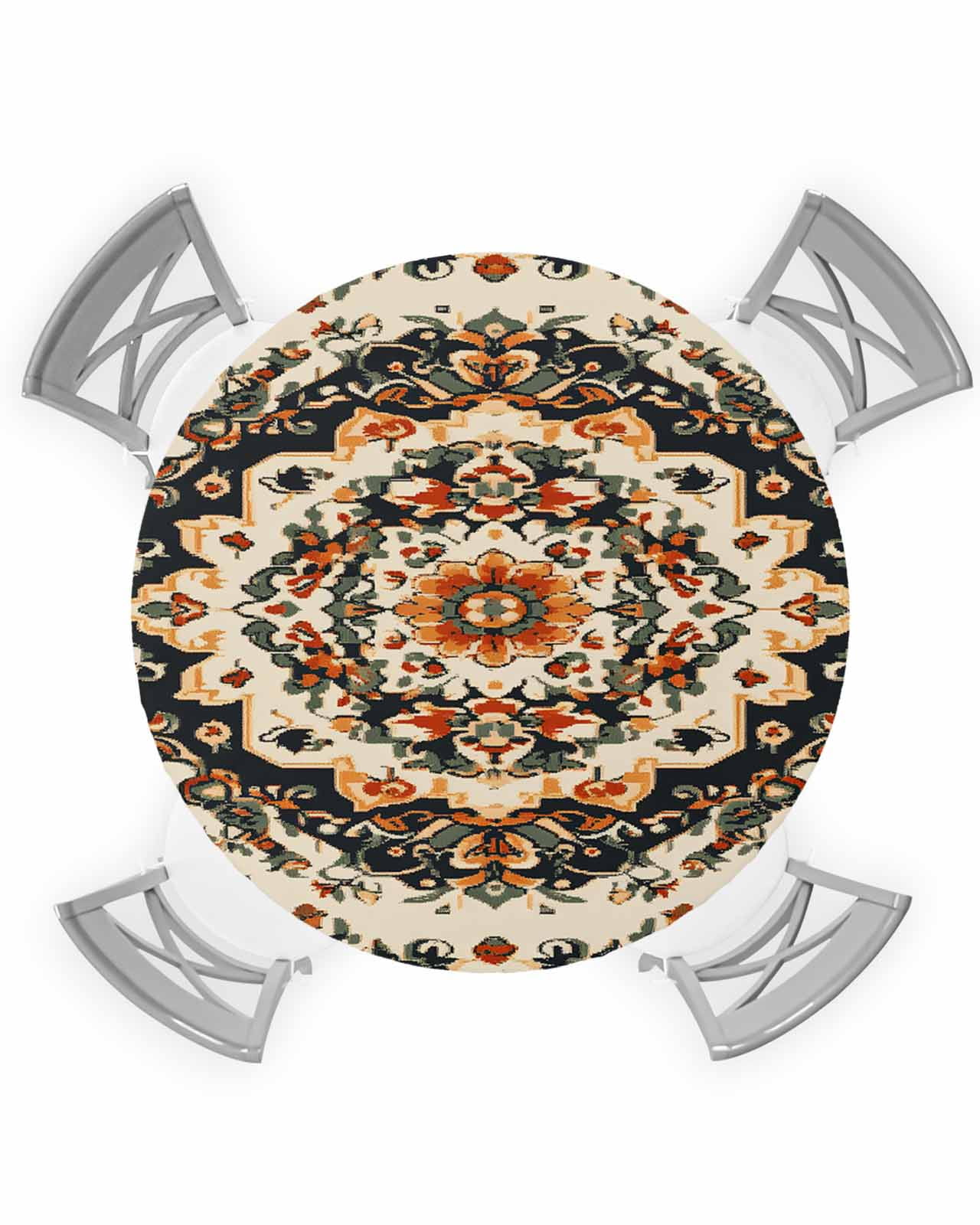 nqOlkjepod Bohemian Floral Round Tablecloth, Fitted Table Cover with ...