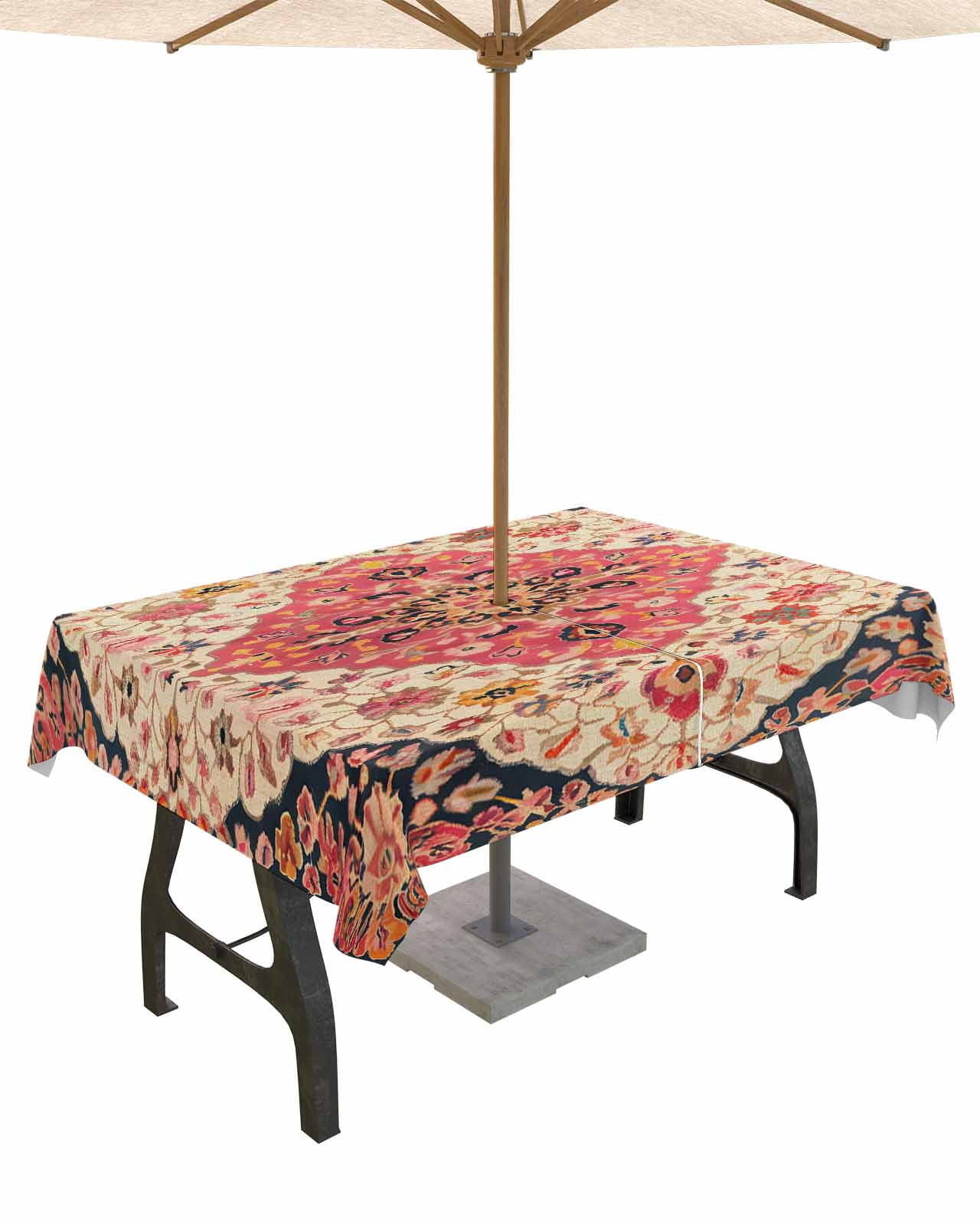 nqOlkjepod Boho Aztec Outdoor Tablecloth with Umbrella Hole & Zipper ...