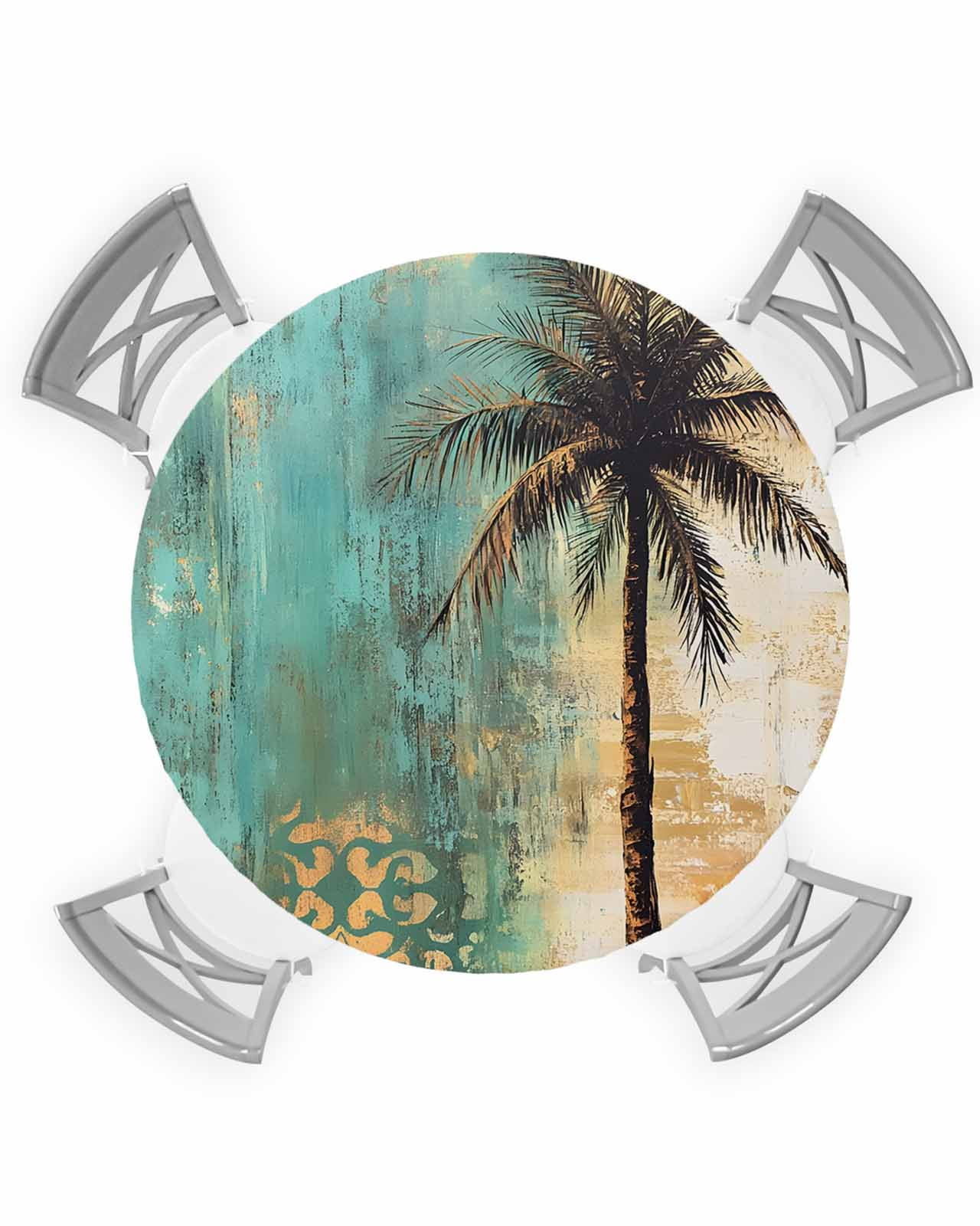 nqOlkjepod Boho Coastal Beach Round Tablecloth, Fitted Table Cover with ...