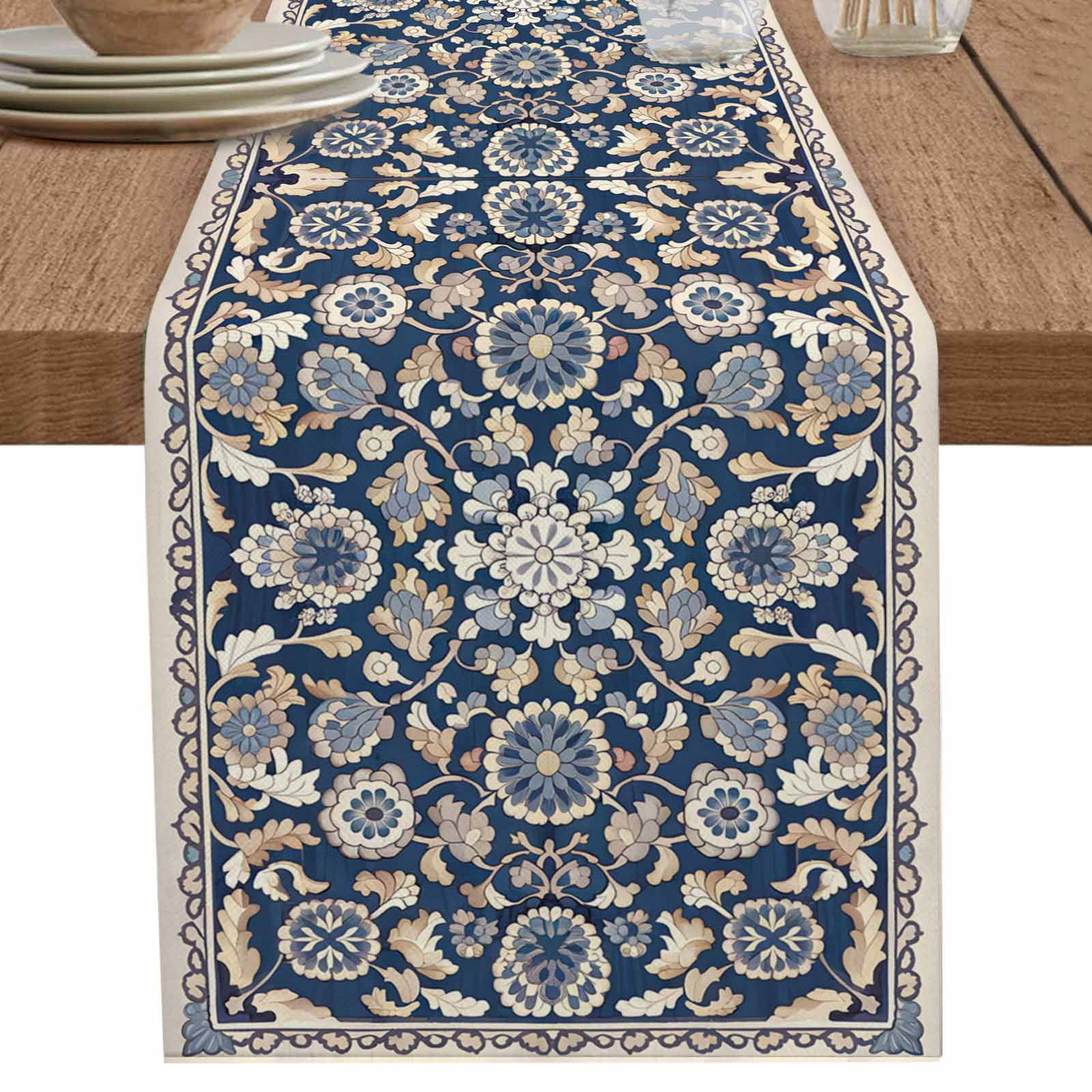 nqOlkjepod Boho Ethnic Flowers Table Runner 72 Inches Long Farmhouse ...