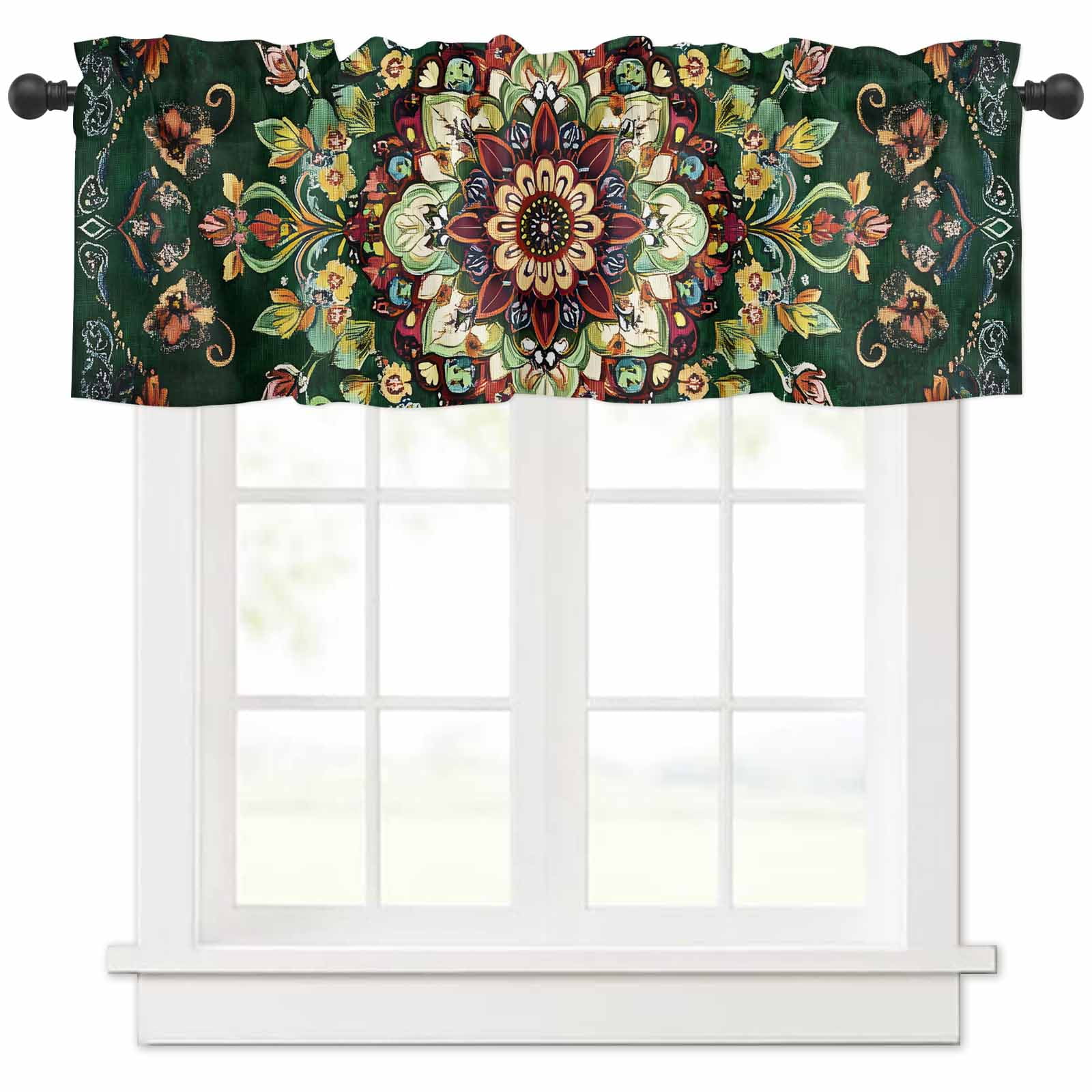 nqOlkjepod Boho Flower Farmhouse Short Window Curtain Valances ...