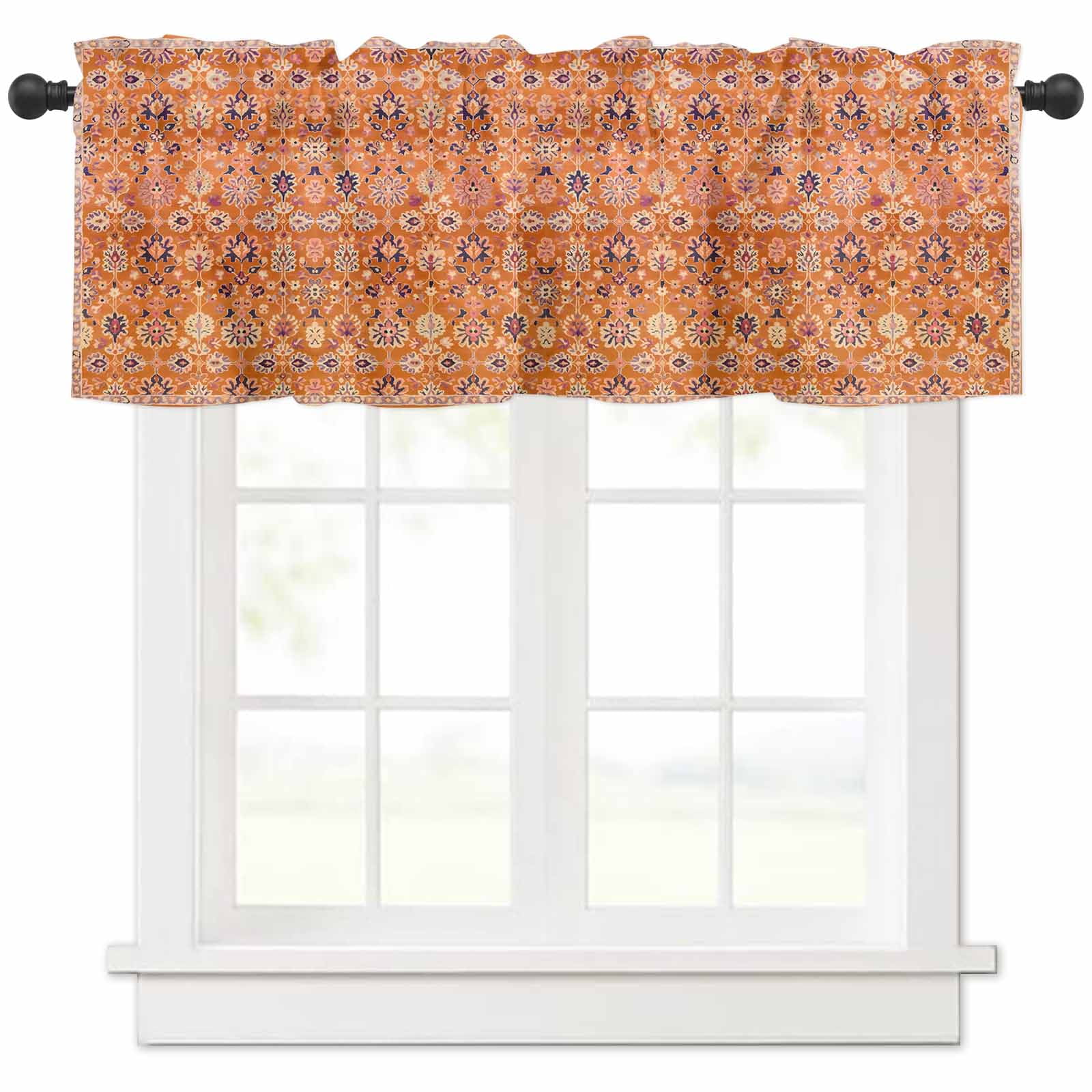 nqOlkjepod Boho Orange Farmhouse Short Window Curtain Valances, Country ...