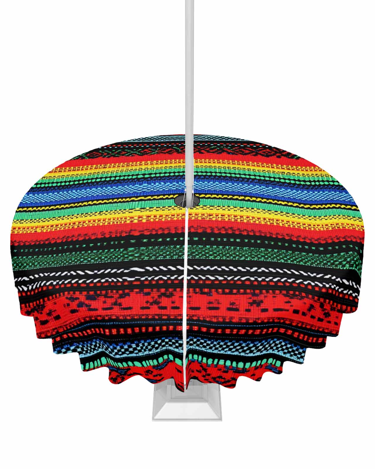 nqOlkjepod Boho Stripes Outdoor Tablecloth with Umbrella Hole & Zipper ...