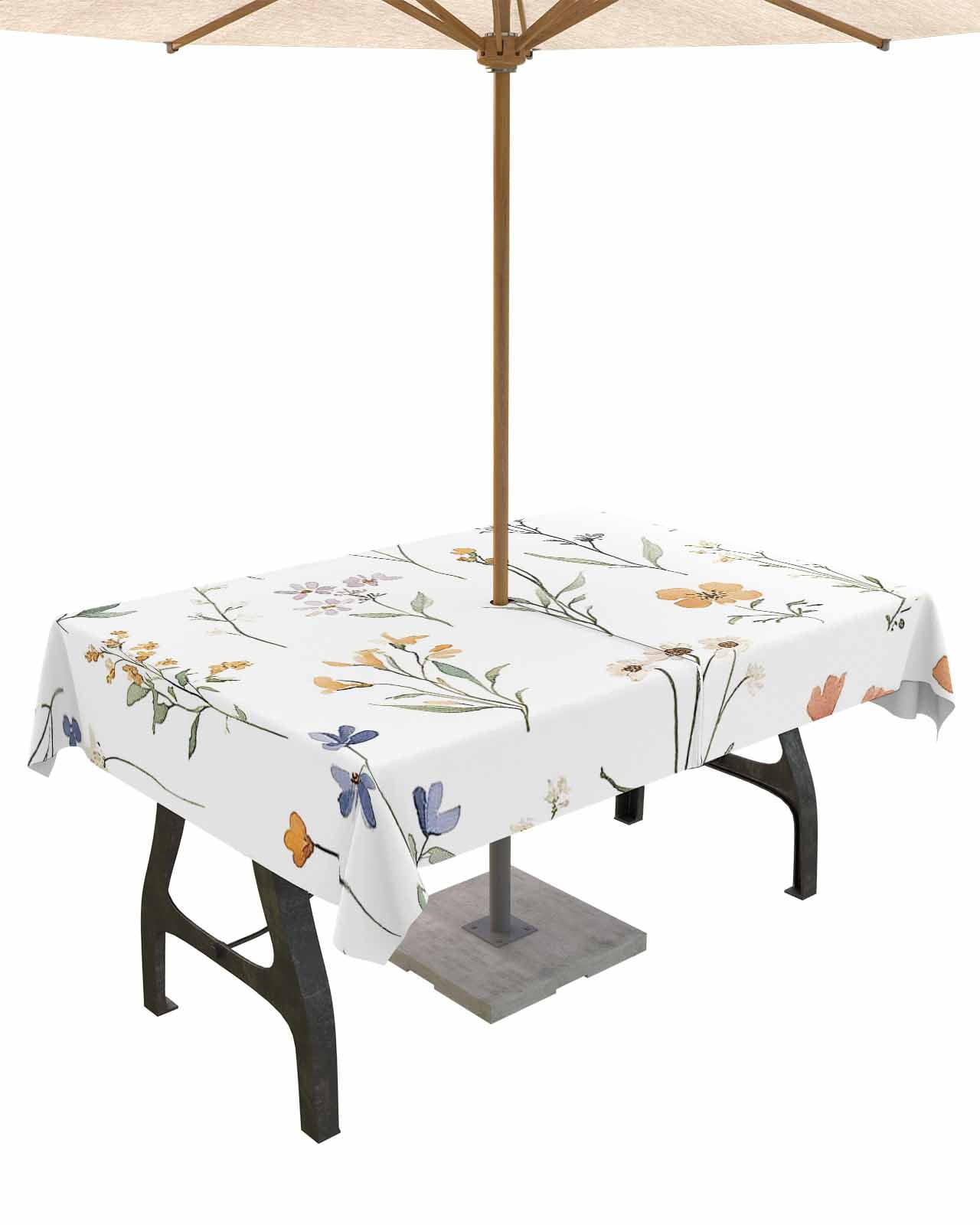 nqOlkjepod Botanical Blossom Floral Outdoor Tablecloth with Umbrella ...