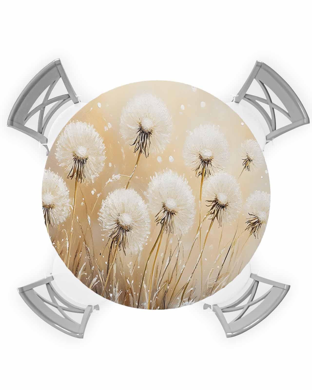 nqOlkjepod Botanical Dandelion Round Tablecloth, Fitted Table Cover with Elastic for 36"-44 ...