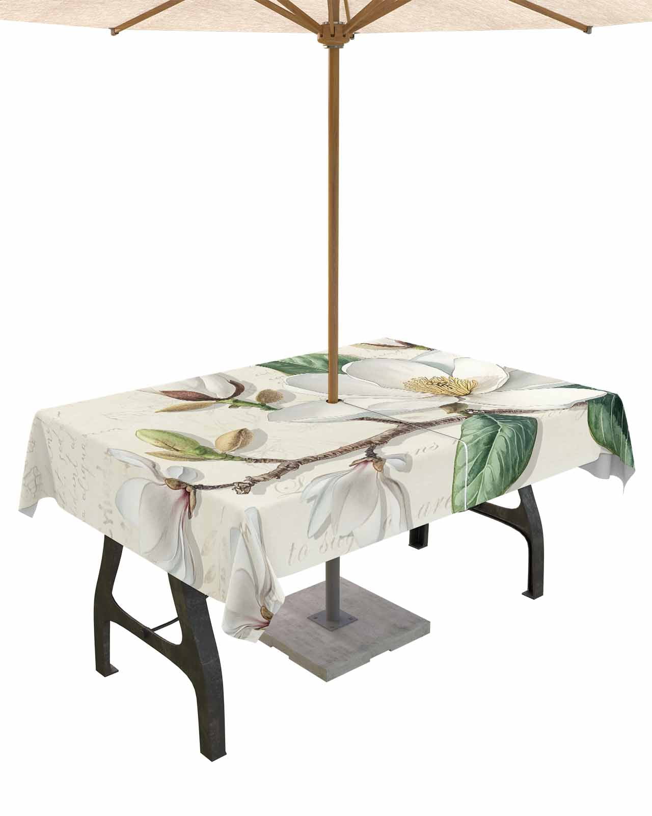 nqOlkjepod Botanical Floral Outdoor Tablecloth with Umbrella Hole ...