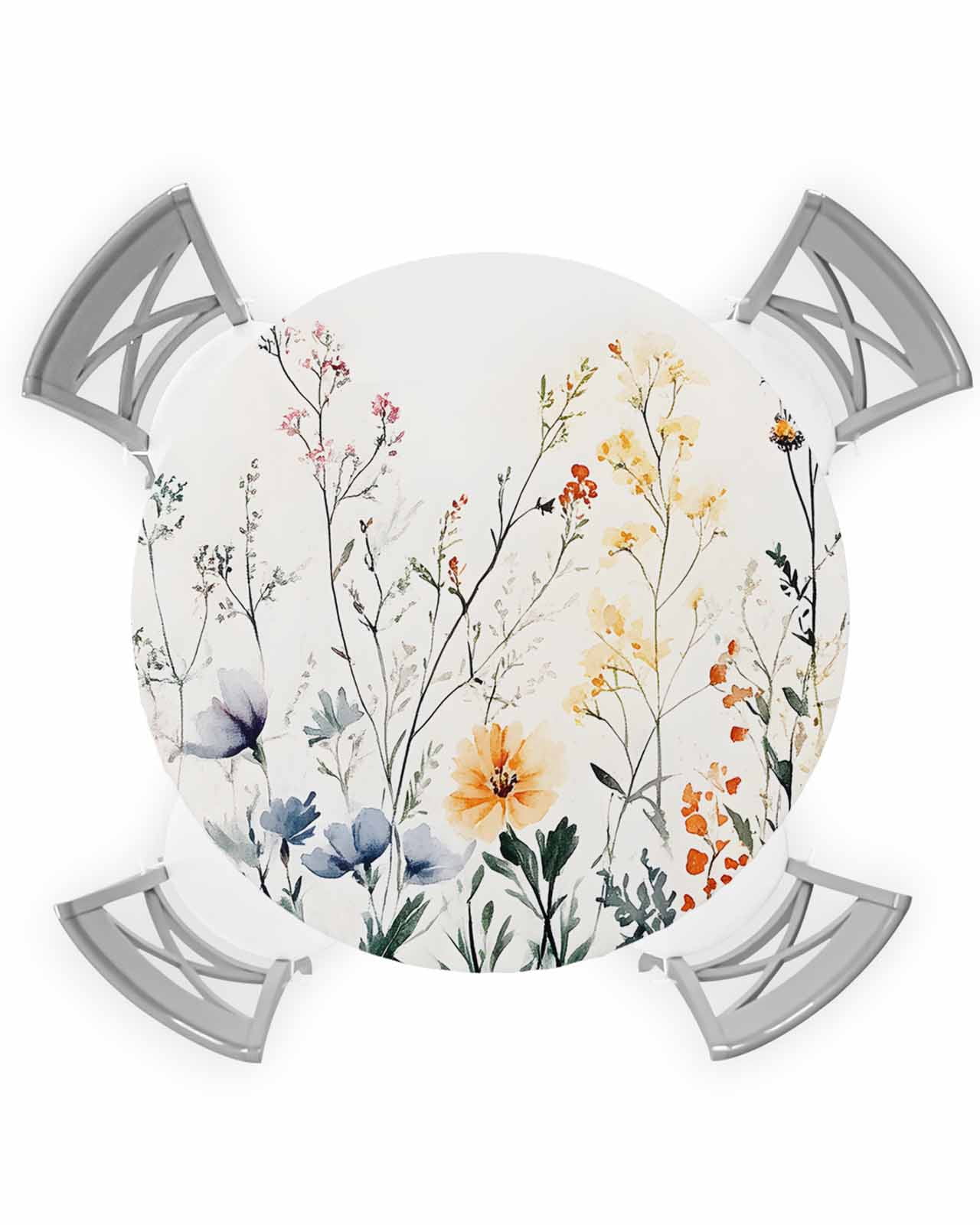 nqOlkjepod Botanical Floral Round Tablecloth, Fitted Table Cover with ...