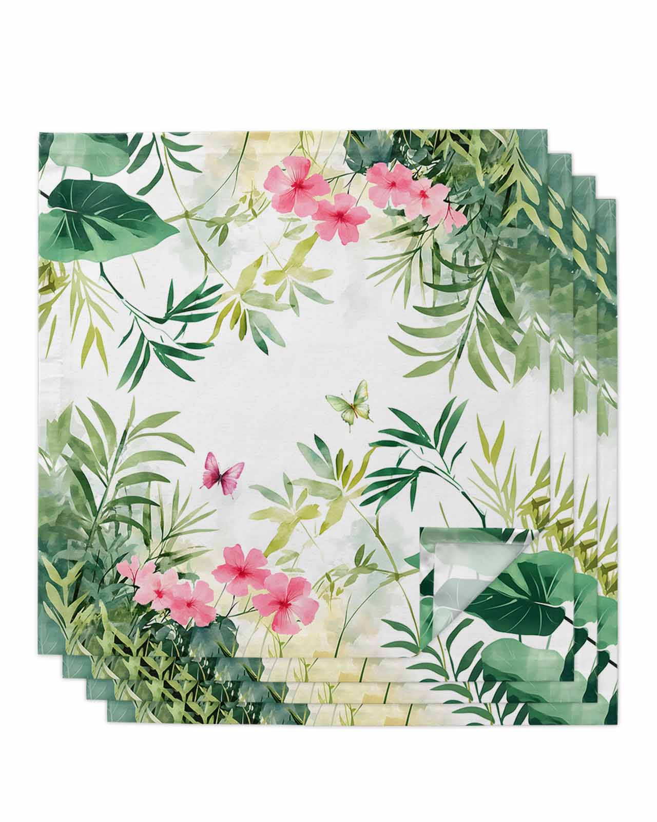 nqOlkjepod Botanical Flowers Cloth Napkins Set of 4 Reusable Dinner ...