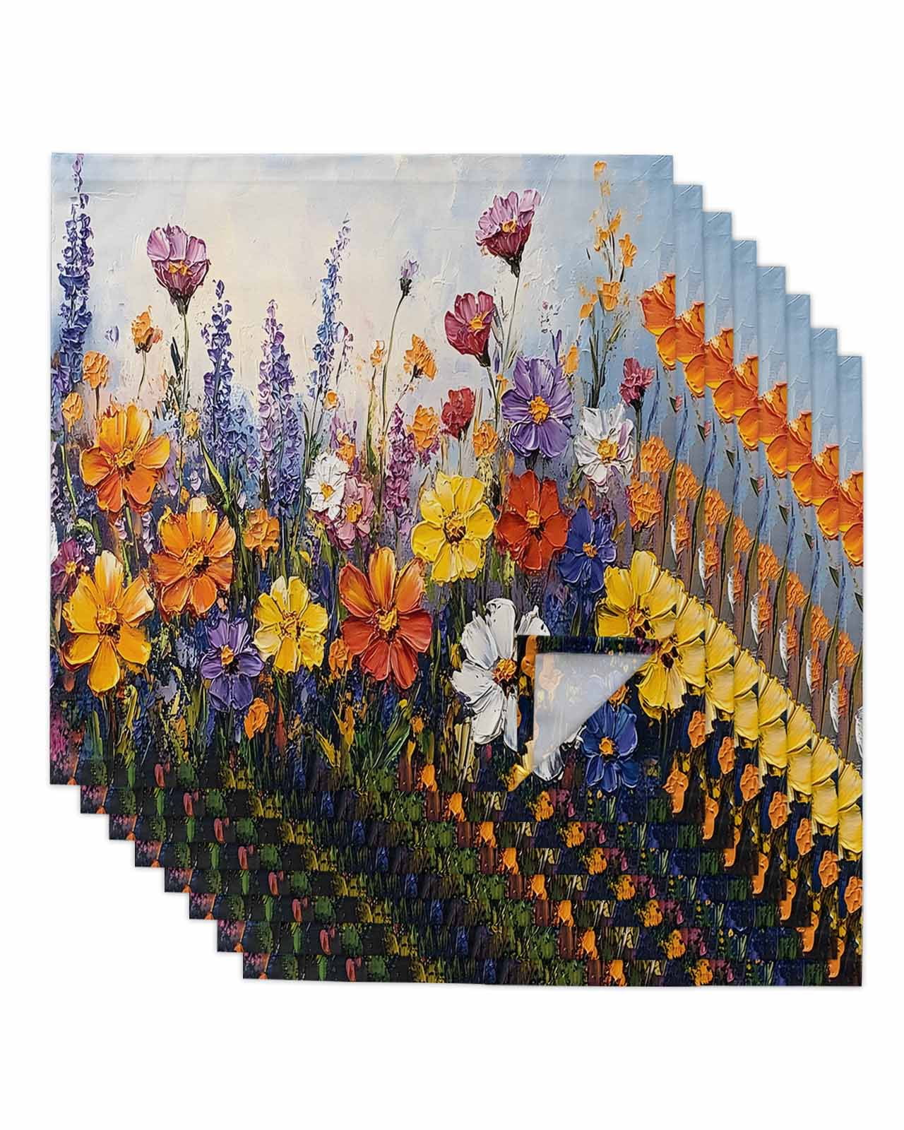 nqOlkjepod Botanical Flowers Cloth Napkins Set of 8 Reusable Dinner ...