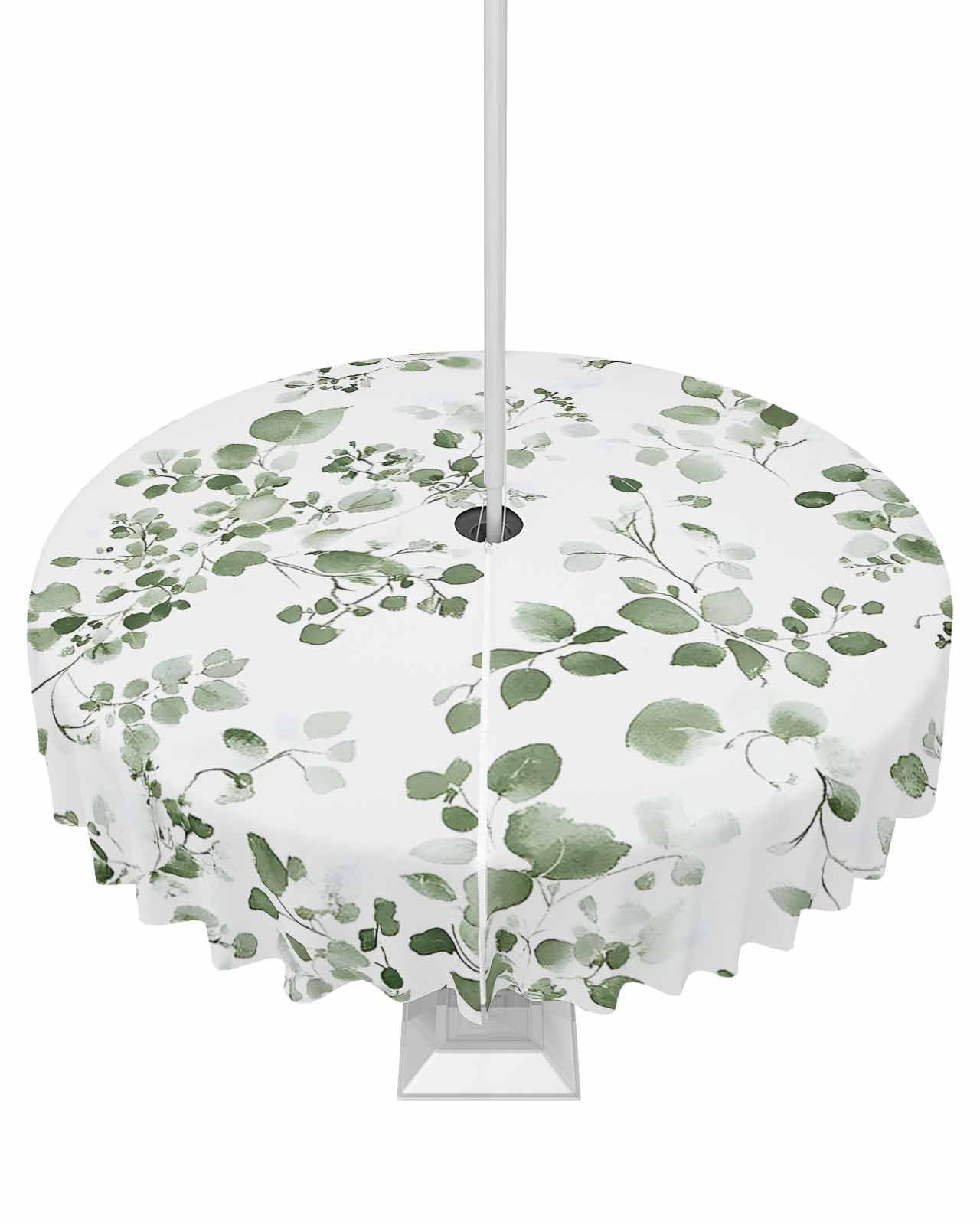 nqOlkjepod Botanical Leaf Print Outdoor Tablecloth with Umbrella Hole ...