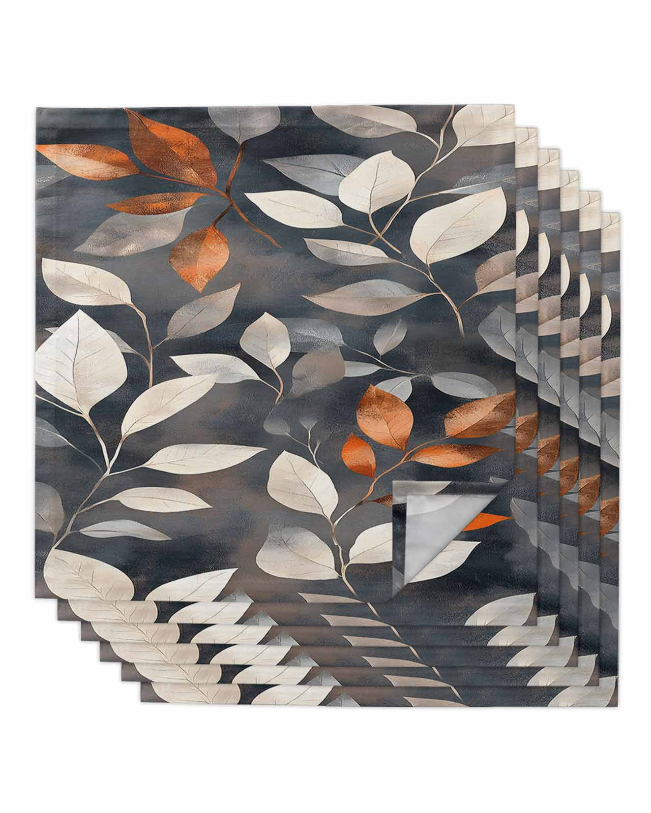 nqOlkjepod Botanical Leaves Cloth Napkins Set of 6 Reusable Dinner ...