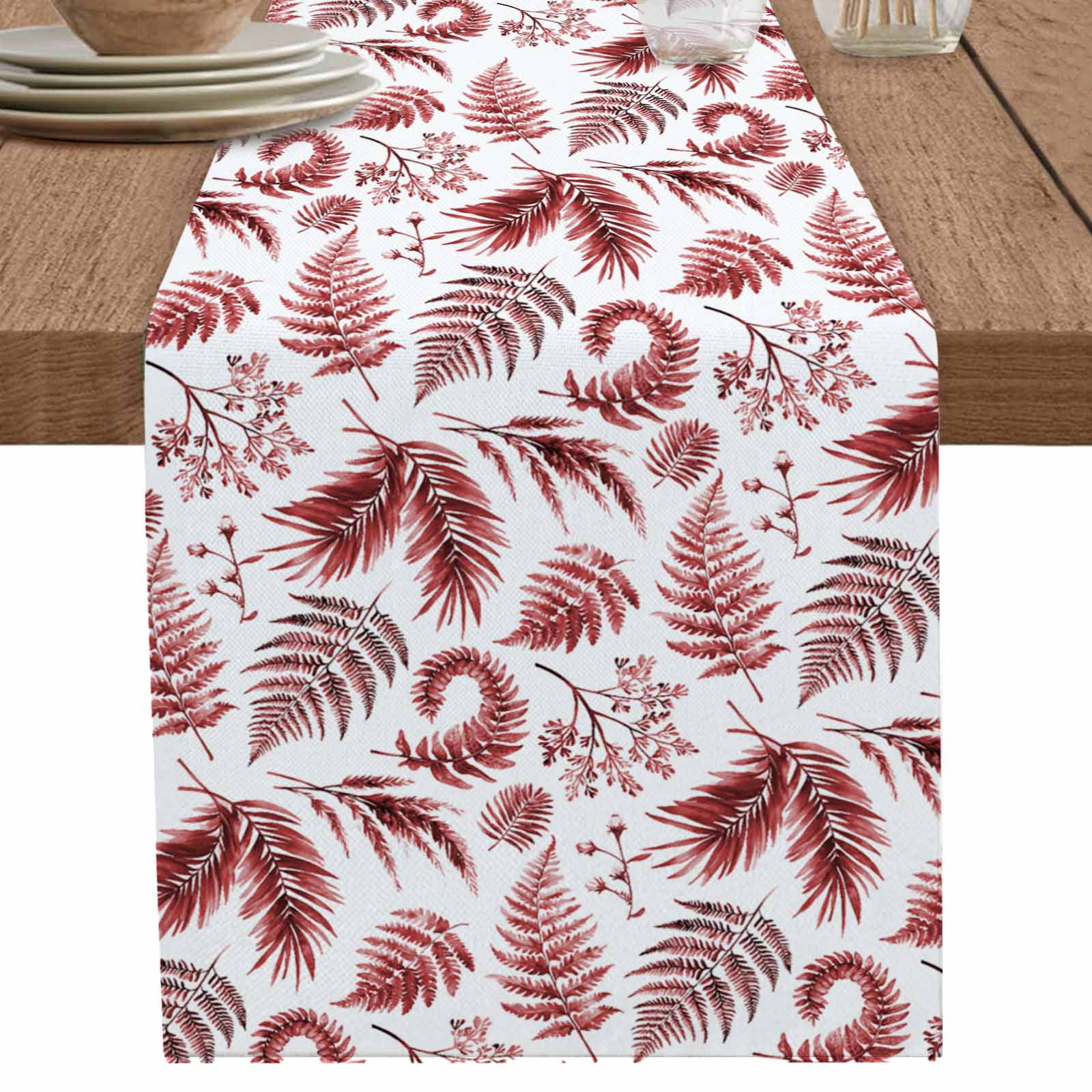 nqOlkjepod Botanical Red Table Runner 60 Inches Long Farmhouse Dress ...