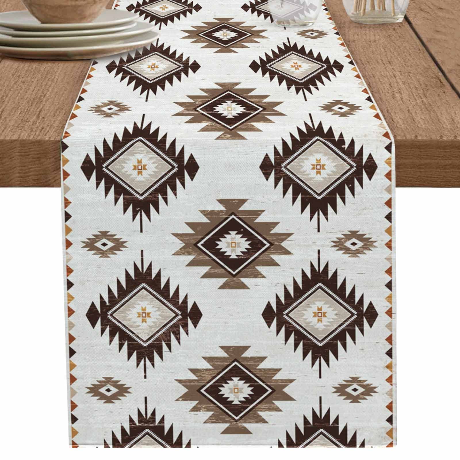 nqOlkjepod Brown Aztec Table Runner 36 Inches Long Farmhouse Dress ...