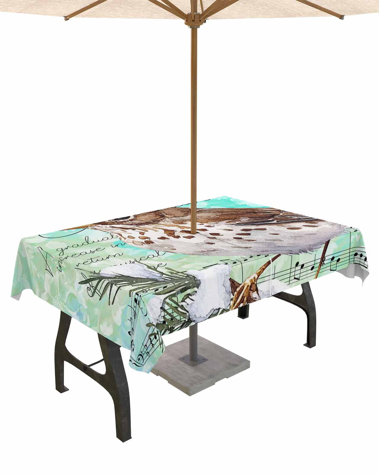 nqOlkjepod Brown Bird Outdoor Tablecloth with Umbrella Hole & Zipper ...