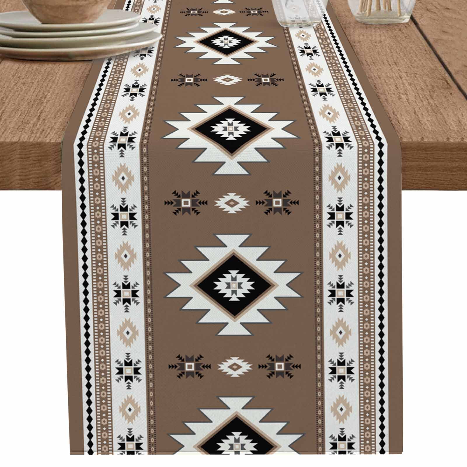 nqOlkjepod Brown Boho Table Runner 72 Inches Long Farmhouse Dress ...