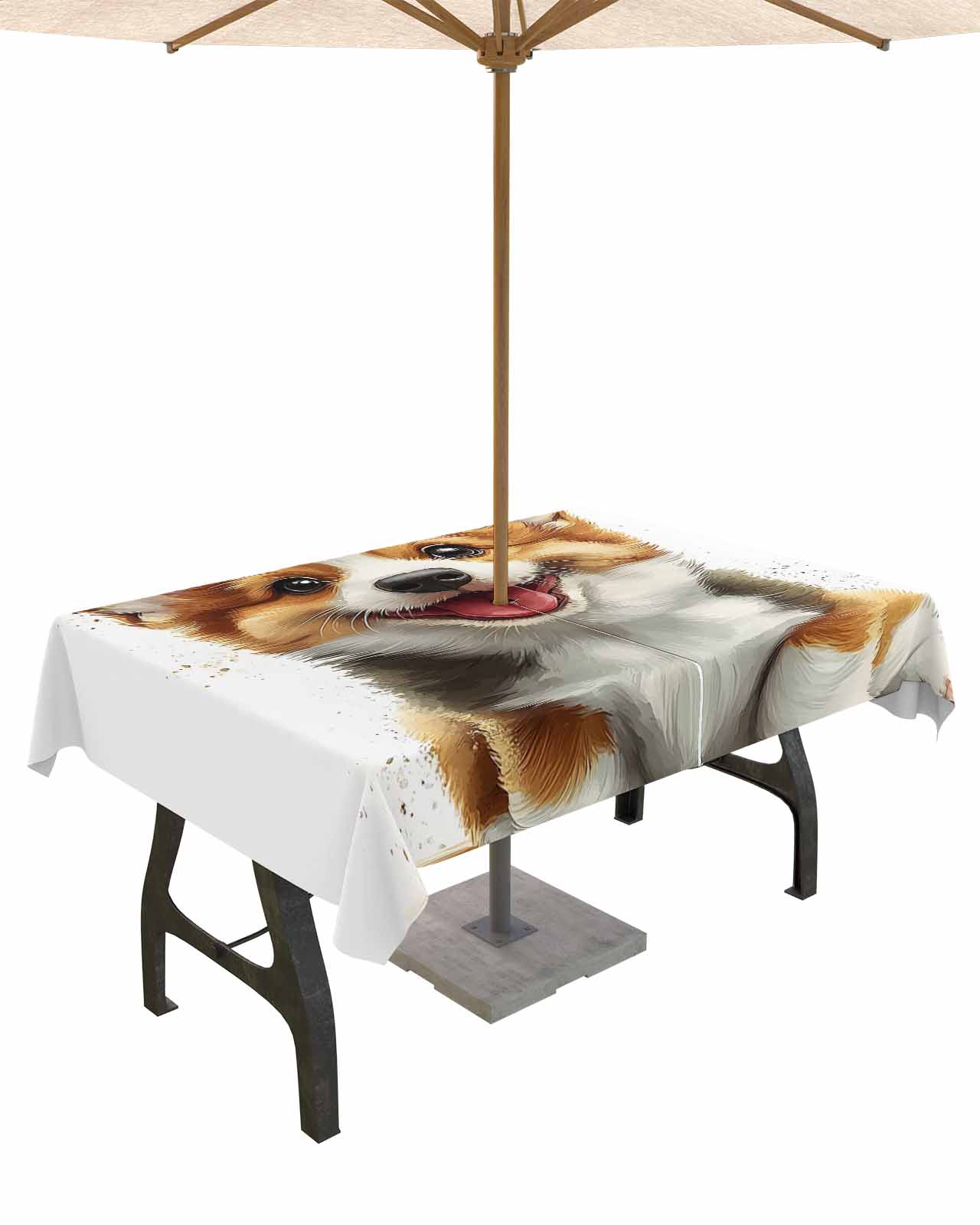 nqOlkjepod Brown Dogs Outdoor Tablecloth with Umbrella Hole & Zipper ...