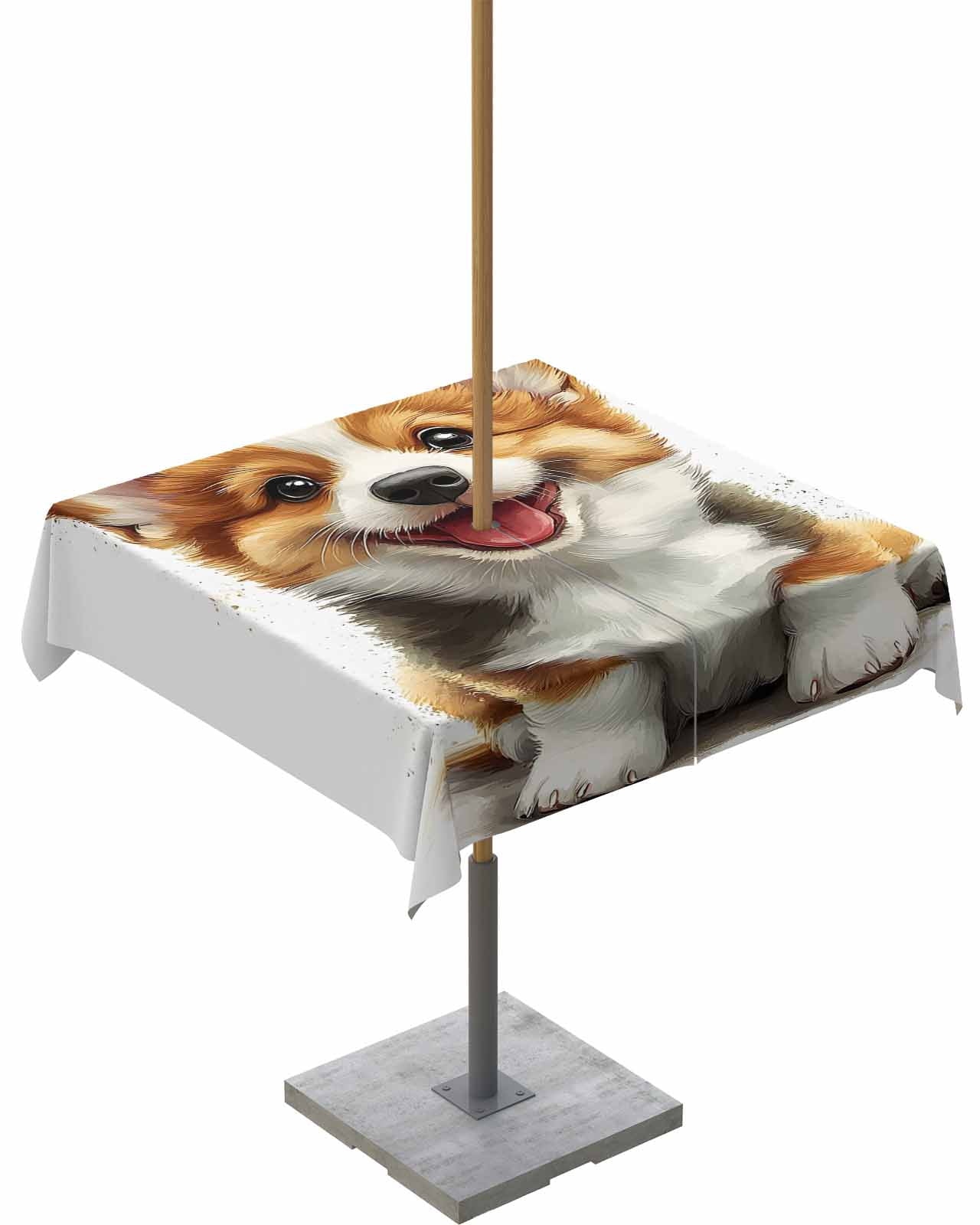 nqOlkjepod Brown Dogs Outdoor Tablecloth with Umbrella Hole & Zipper ...