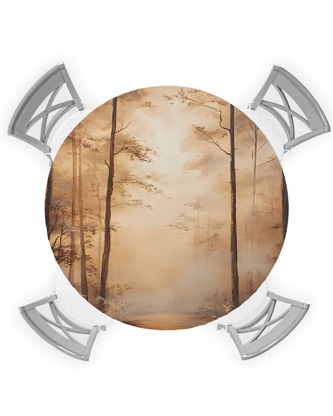 nqOlkjepod Brown Forest Round Tablecloth, Fitted Table Cover with ...