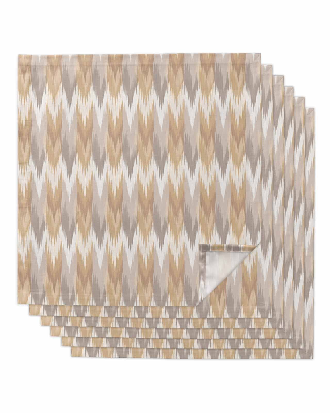 nqOlkjepod Brown Grey Geometric Cloth Napkins Set of 6 Reusable Dinner ...