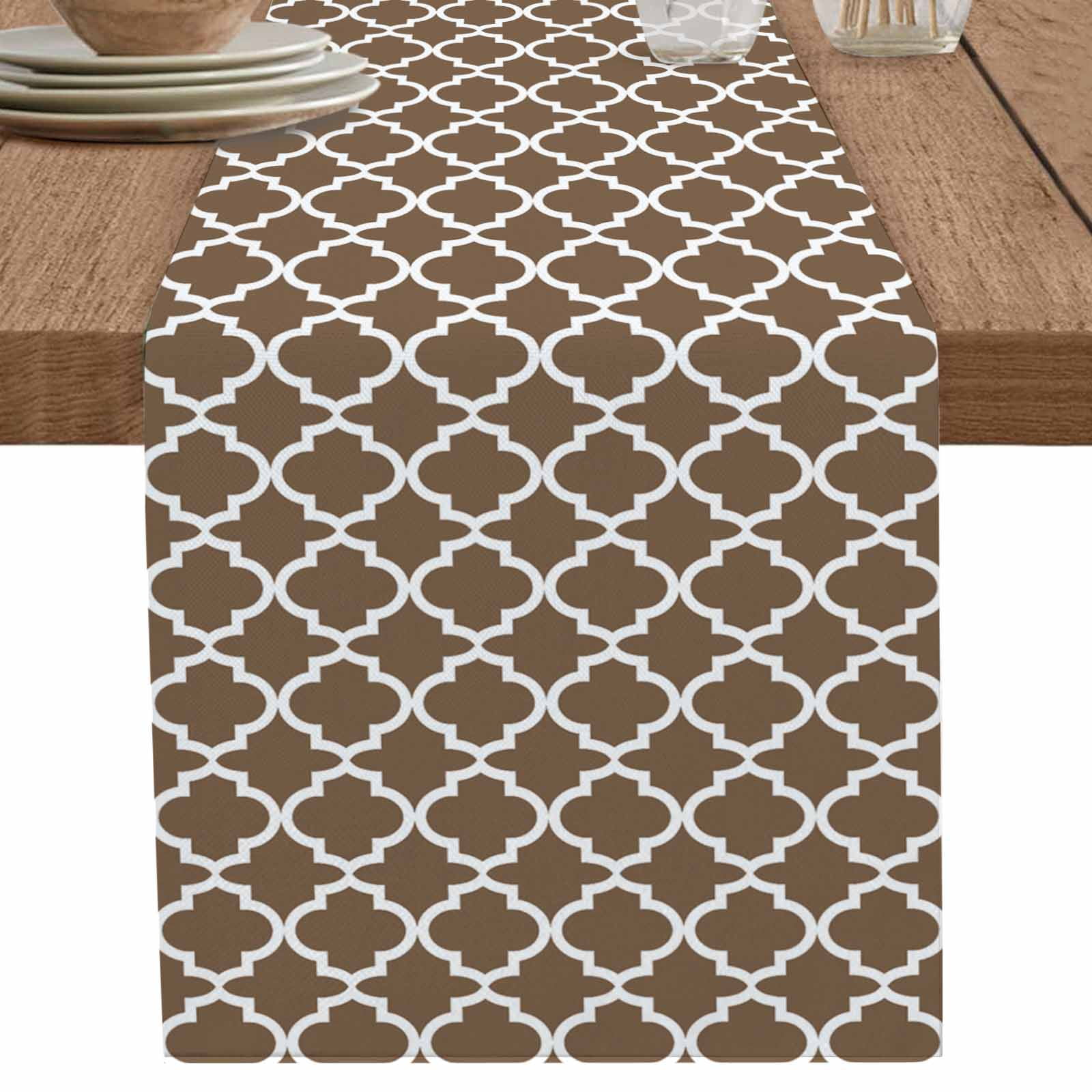 nqOlkjepod Brown Moroccon Table Runner 70 Inches Long Farmhouse Dress ...