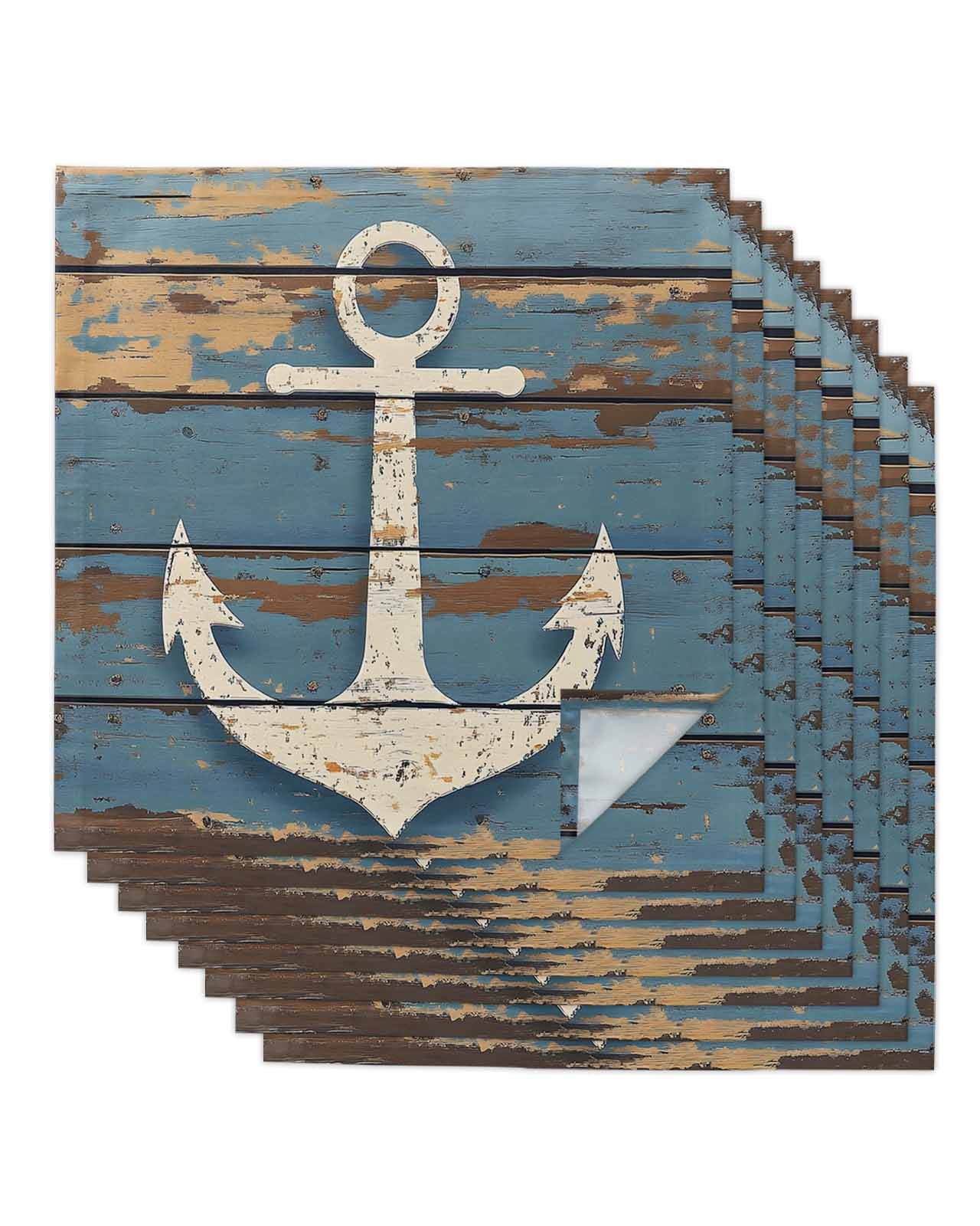 nqOlkjepod Brown Nautical Anchor Cloth Napkins Set of 8 Reusable Dinner ...