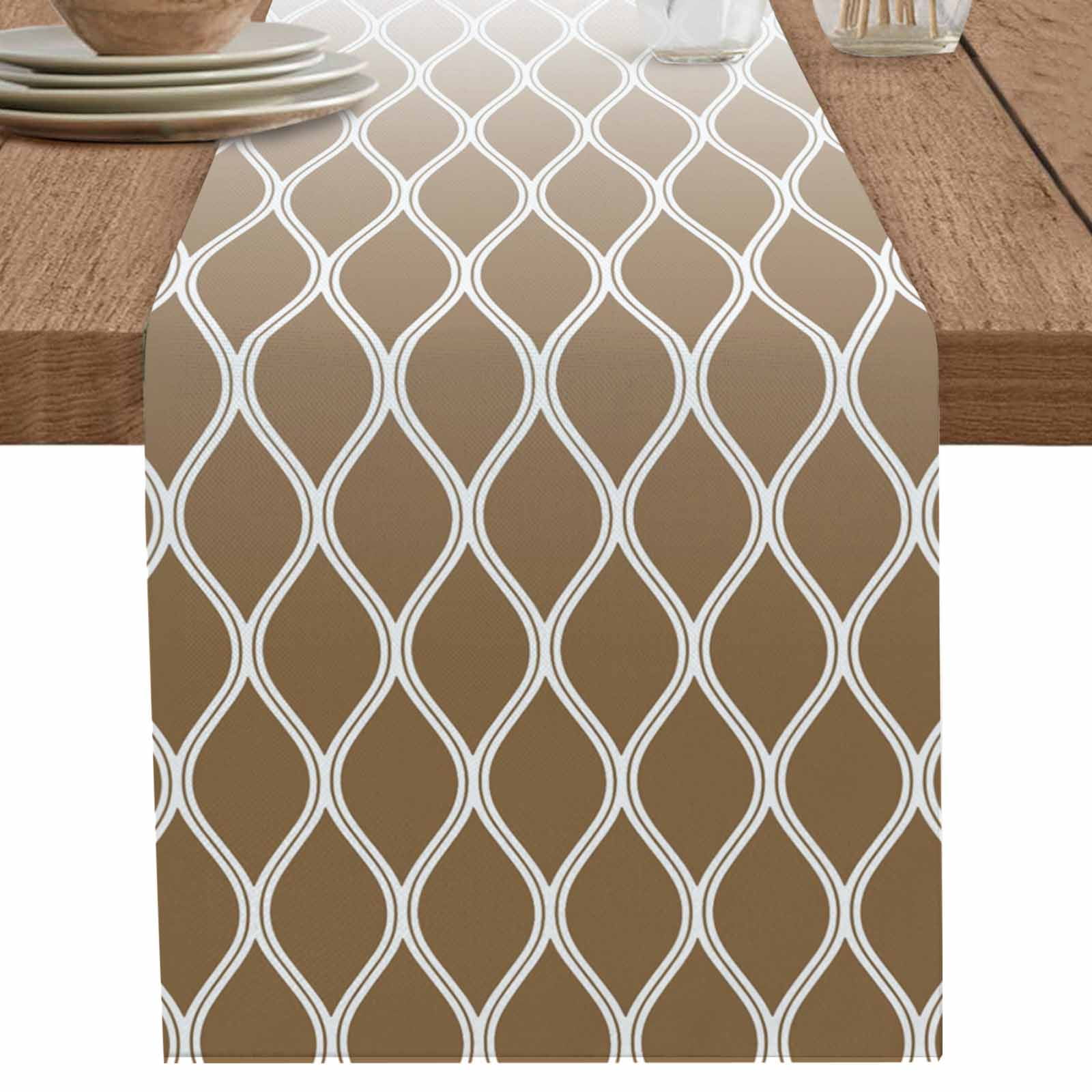 nqOlkjepod Brown Ombre Stripe Table Runner 120 Inches Long Farmhouse ...